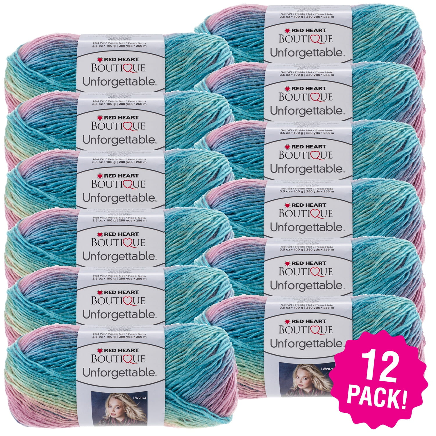 Red Heart Boutique Unforgettable Yarn, Candied - Bulk Multipack of 12 ...