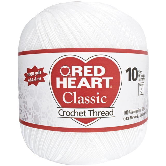 Red Heart® Classic White Cotton Yarn, 1000 Yds Size 10 - Walmart ...