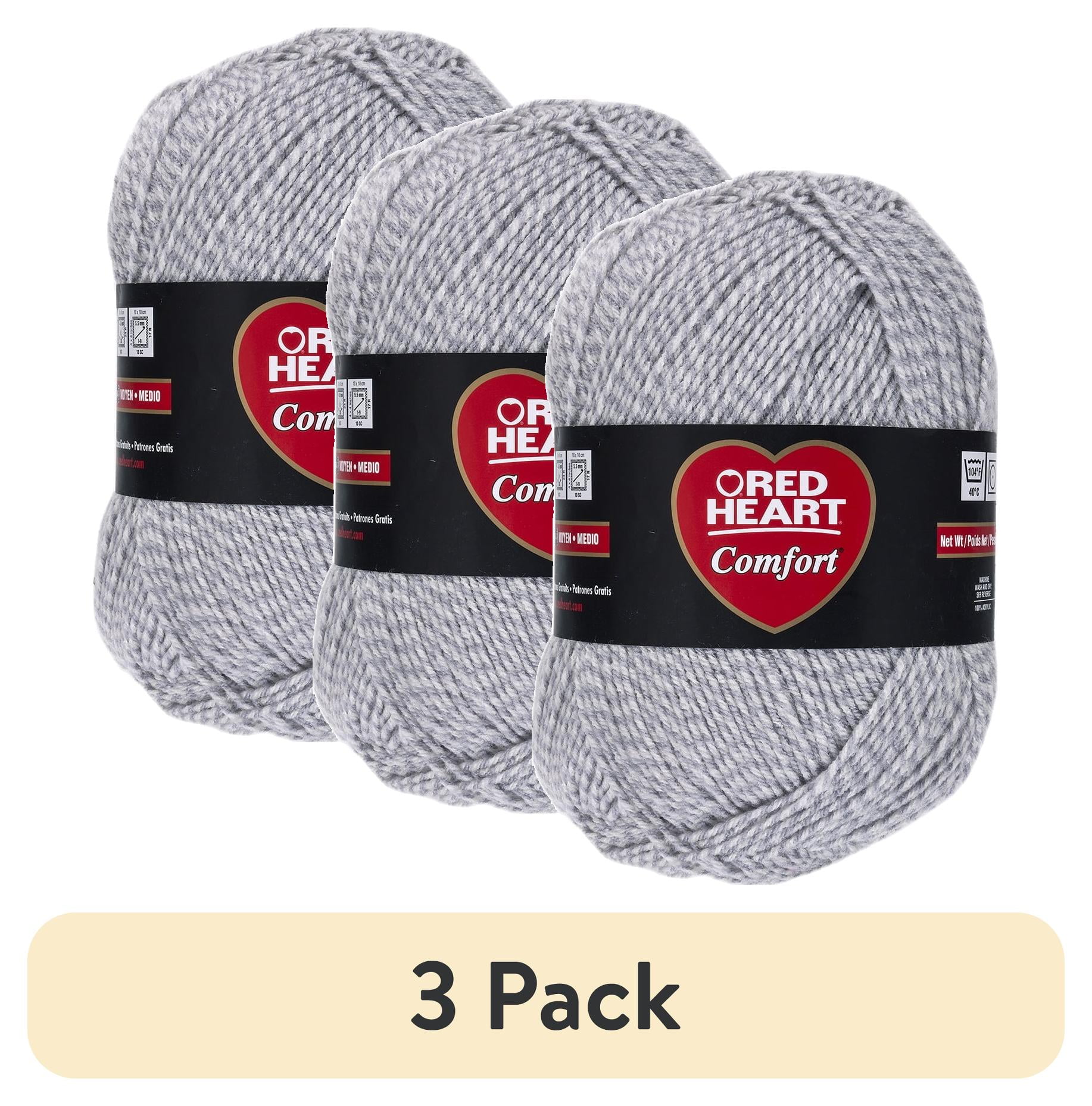 (3 pack) Red Heart Comfort Yarn-Grey - Walmart.com