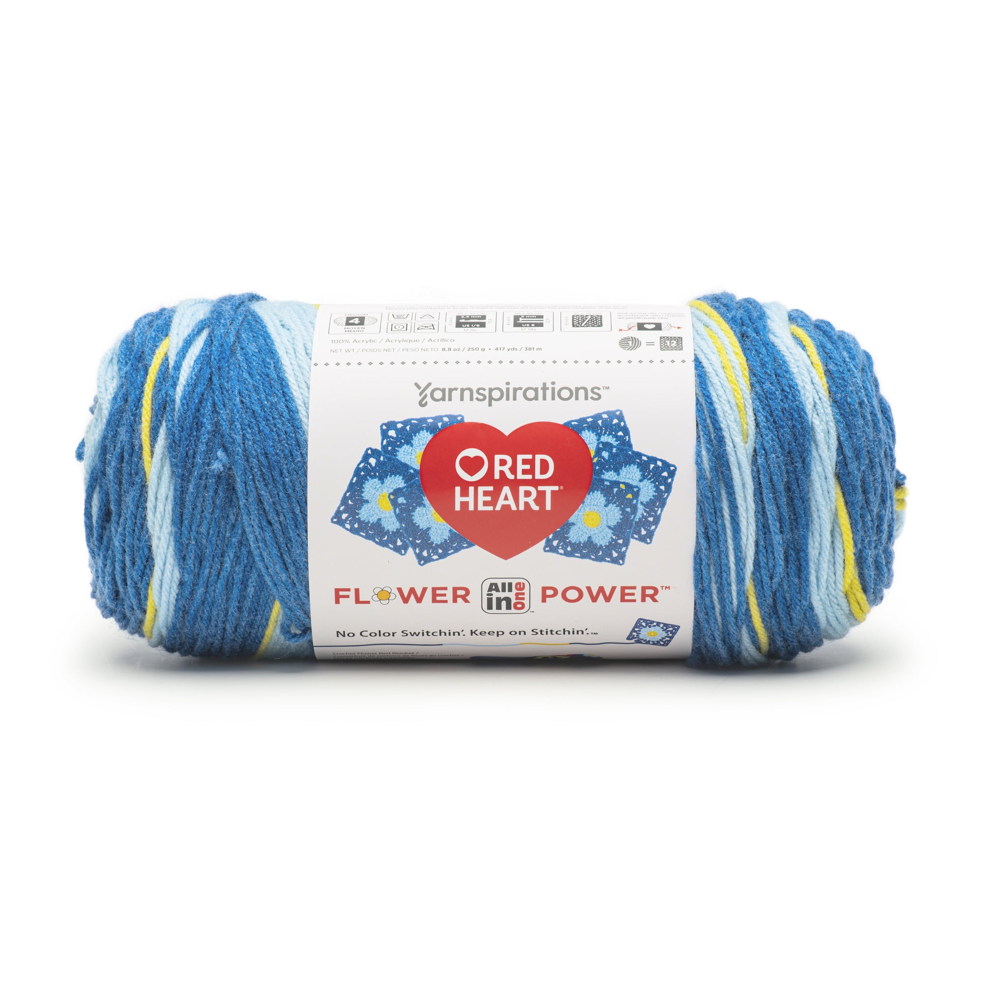 Red Heart Flower Power All-in-One Yarn, 250g, 417 yards, Bluebell ...