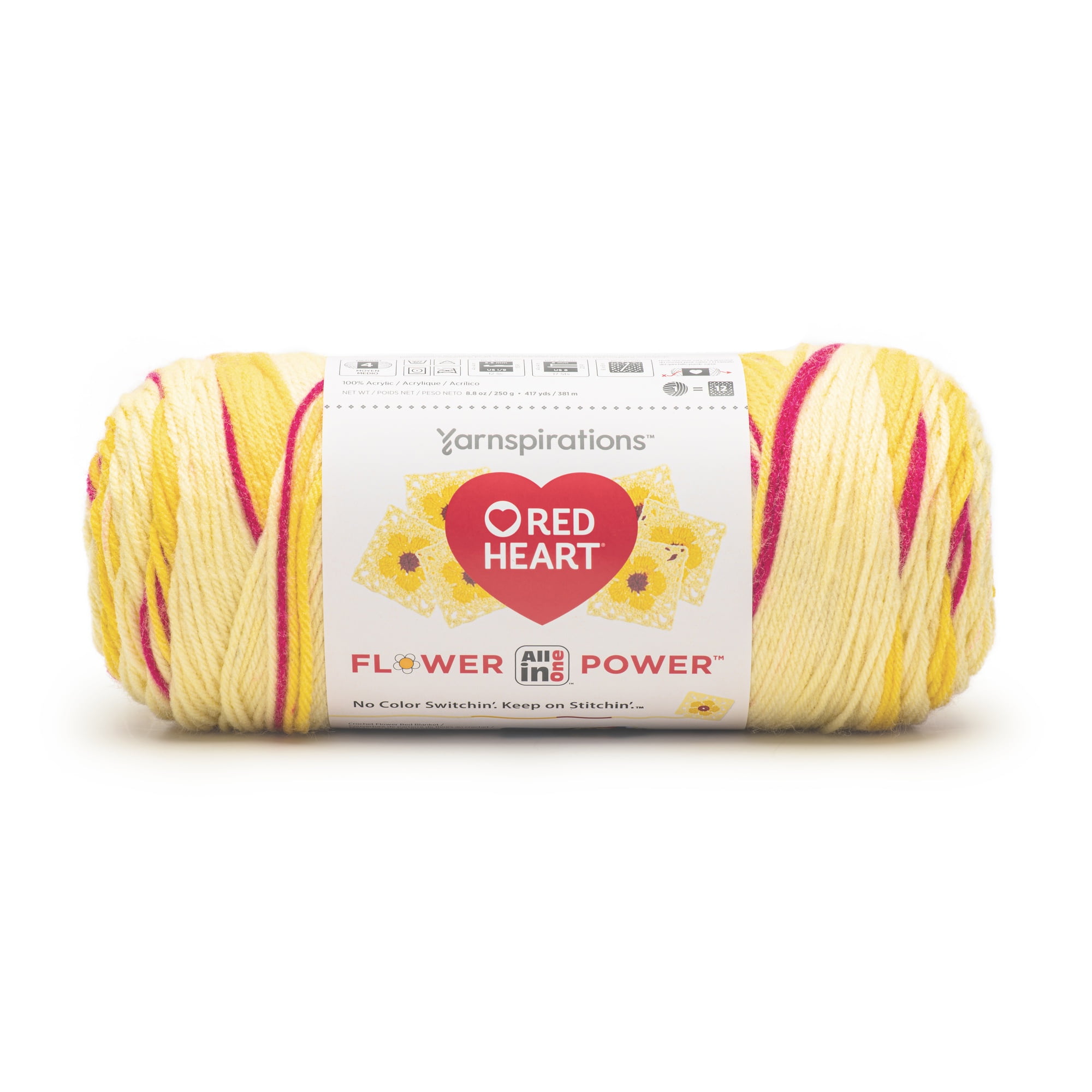 Red Heart Flower Power All-in-One Yarn, 250g, 417 yards, Dilly Daylily ...