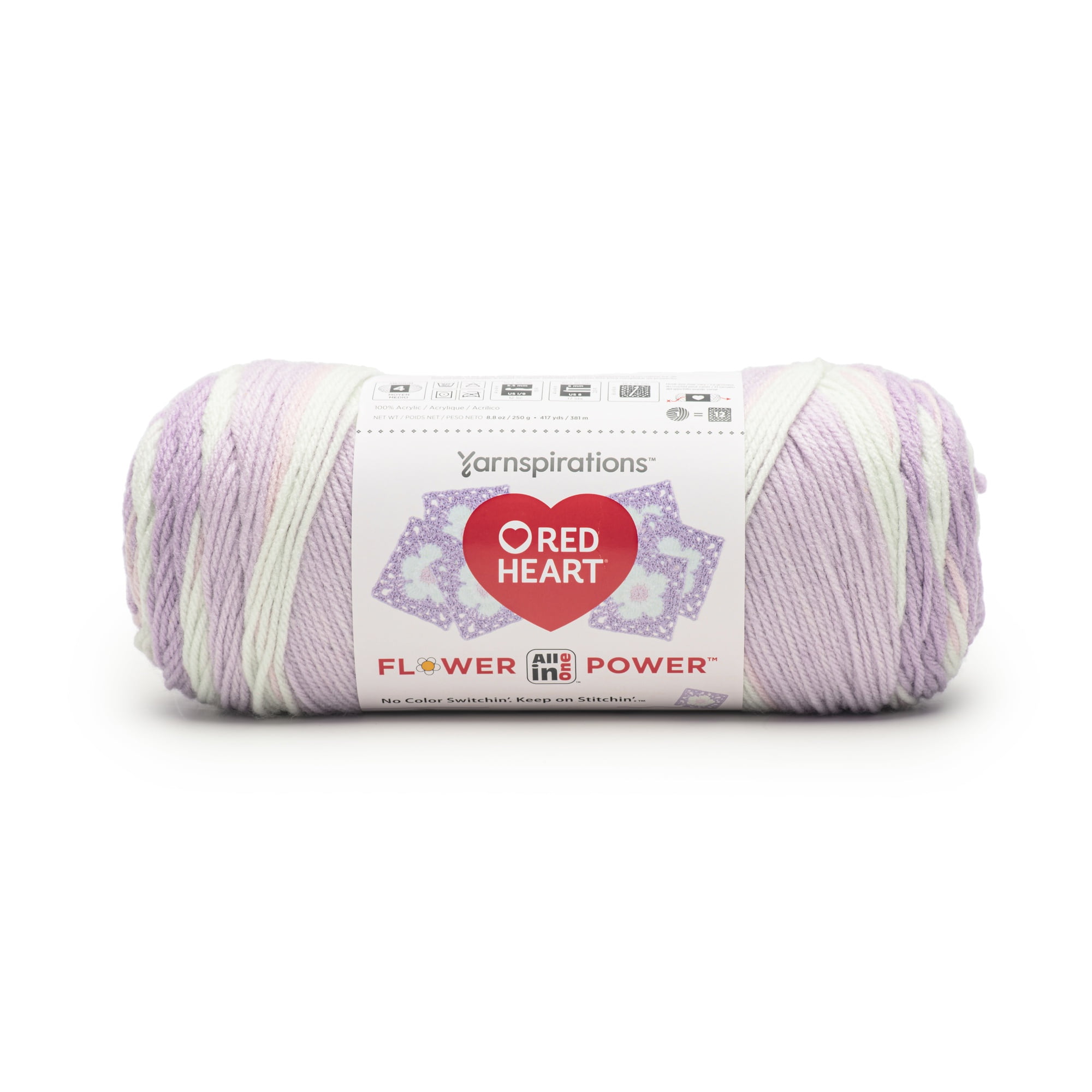 Red Heart Flower Power All-in-One Yarn, 250g, 417 yards, Wisteria ...