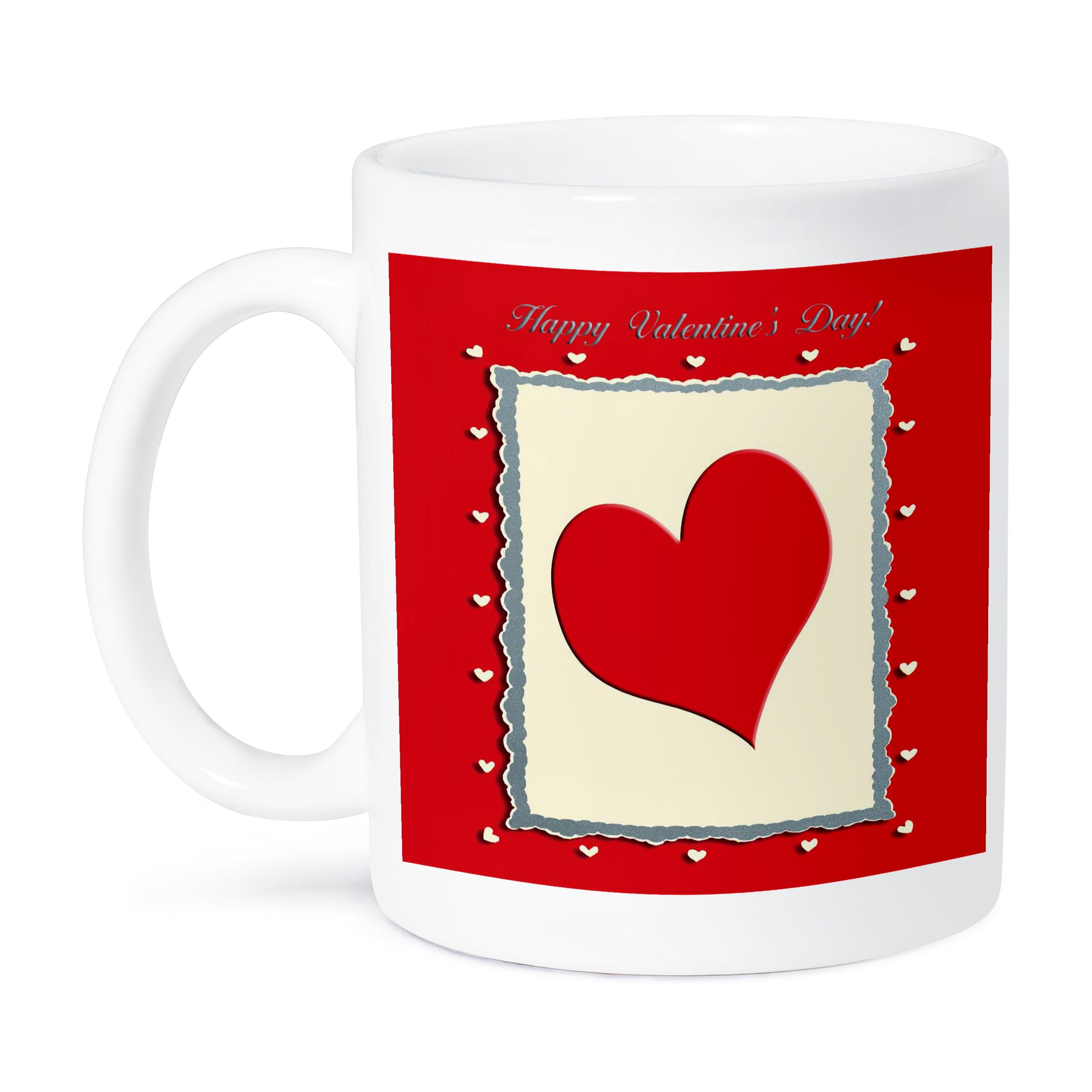 3dRose, Red Heart Frame, Happy Valentines Day , 11oz Mug - Walmart.com