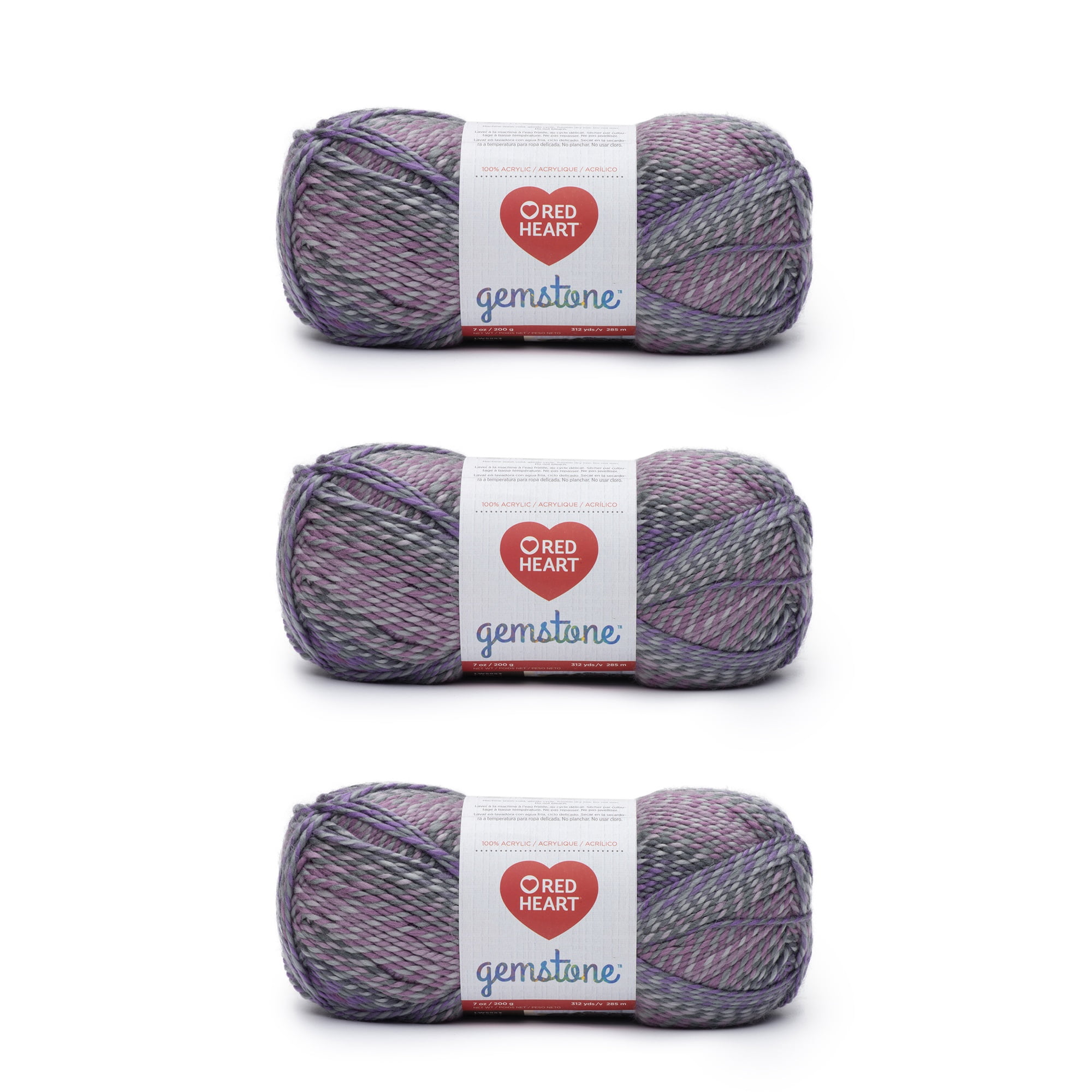 Red Heart Gemstone Amethyst Yarn - 3 Pack of 200g/7oz - Acrylic - 5 ...