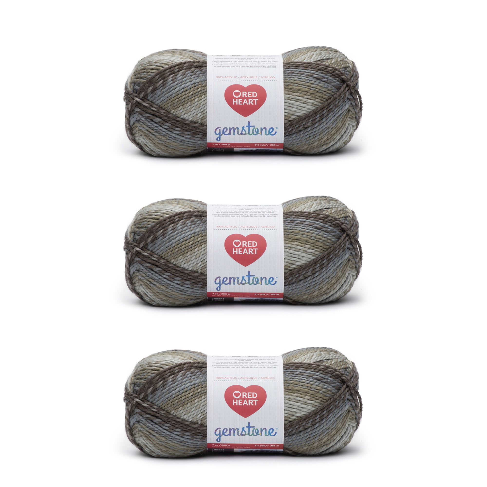 Red Heart Gemstone Diamond Yarn - 3 Pack of 200g/7oz - Acrylic - 5 ...