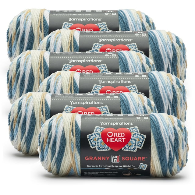 Red Heart™ Granny Square 250g Yarn (6 Pack), Aran - Soft Sky - Walmart.com