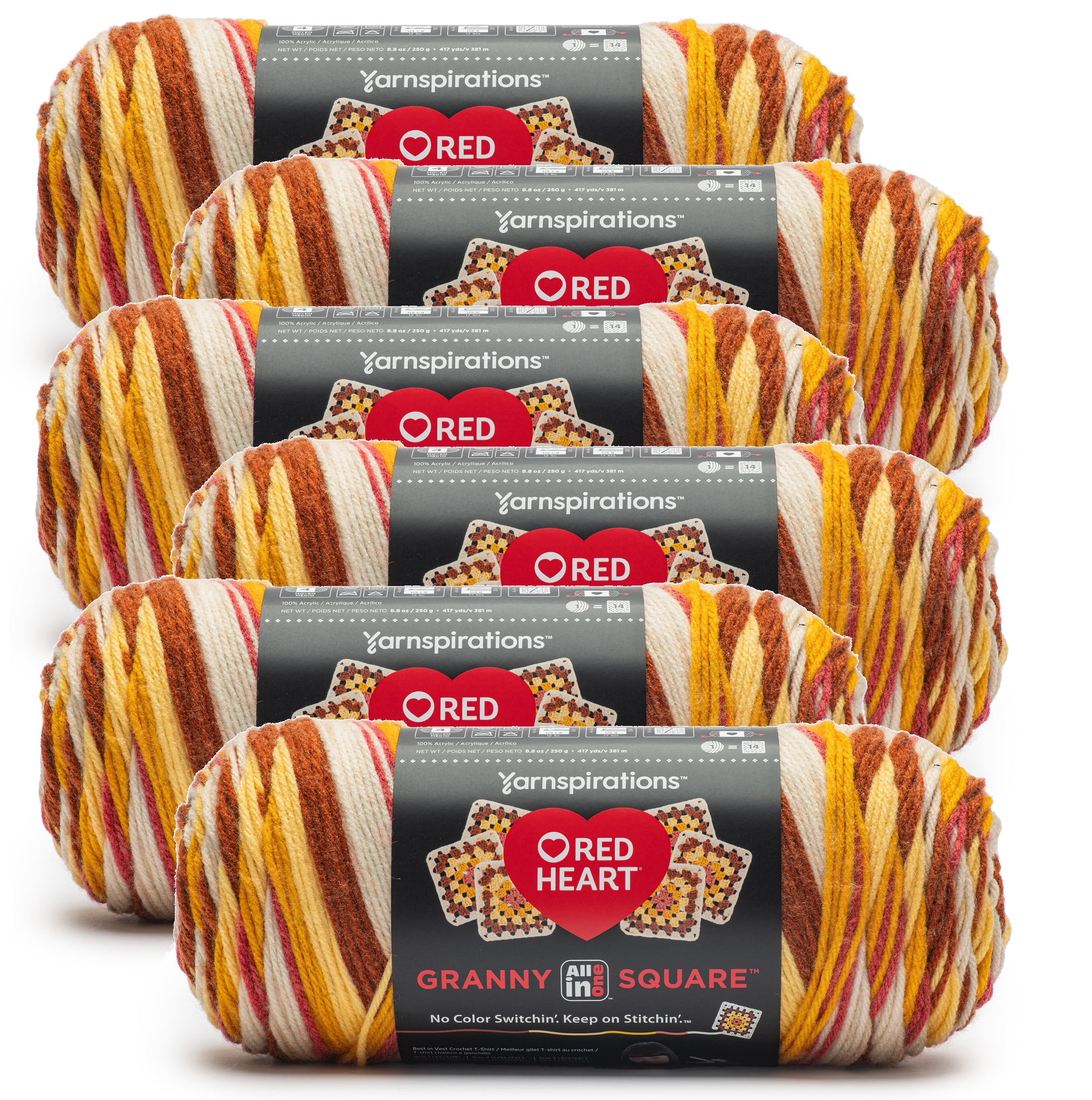 Red Heart™ Granny Square 250g Yarn (6 Pack), Aran - Warm Wheat ...