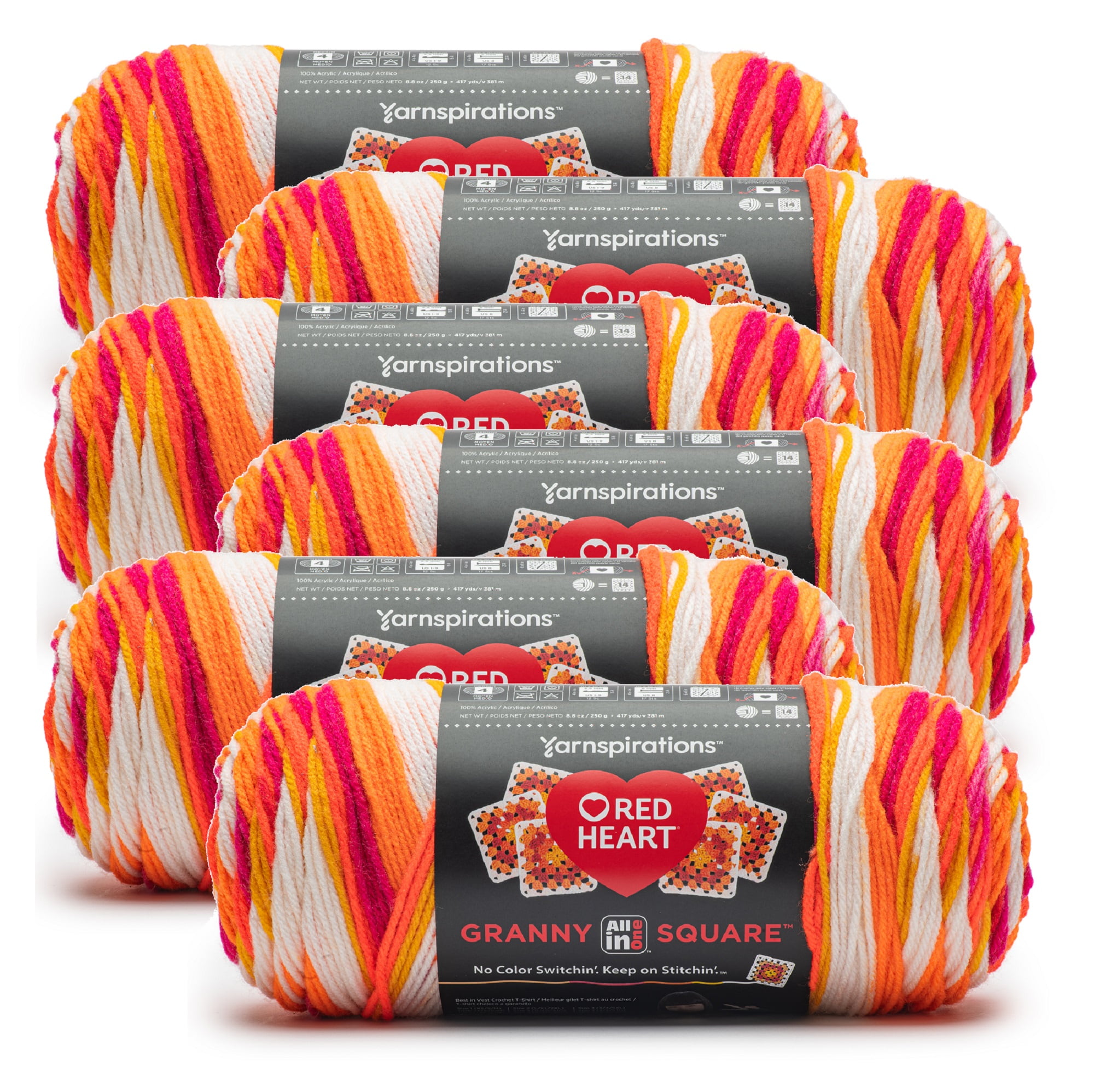 Red Heart™ Granny Square 250g Yarn (6 Pack), Soft White - Citrus Twist ...