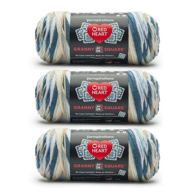 Red Heart® Granny Square™ #4 Med Acrylic Yarn, Aran-soft sky 250g 417yd ...