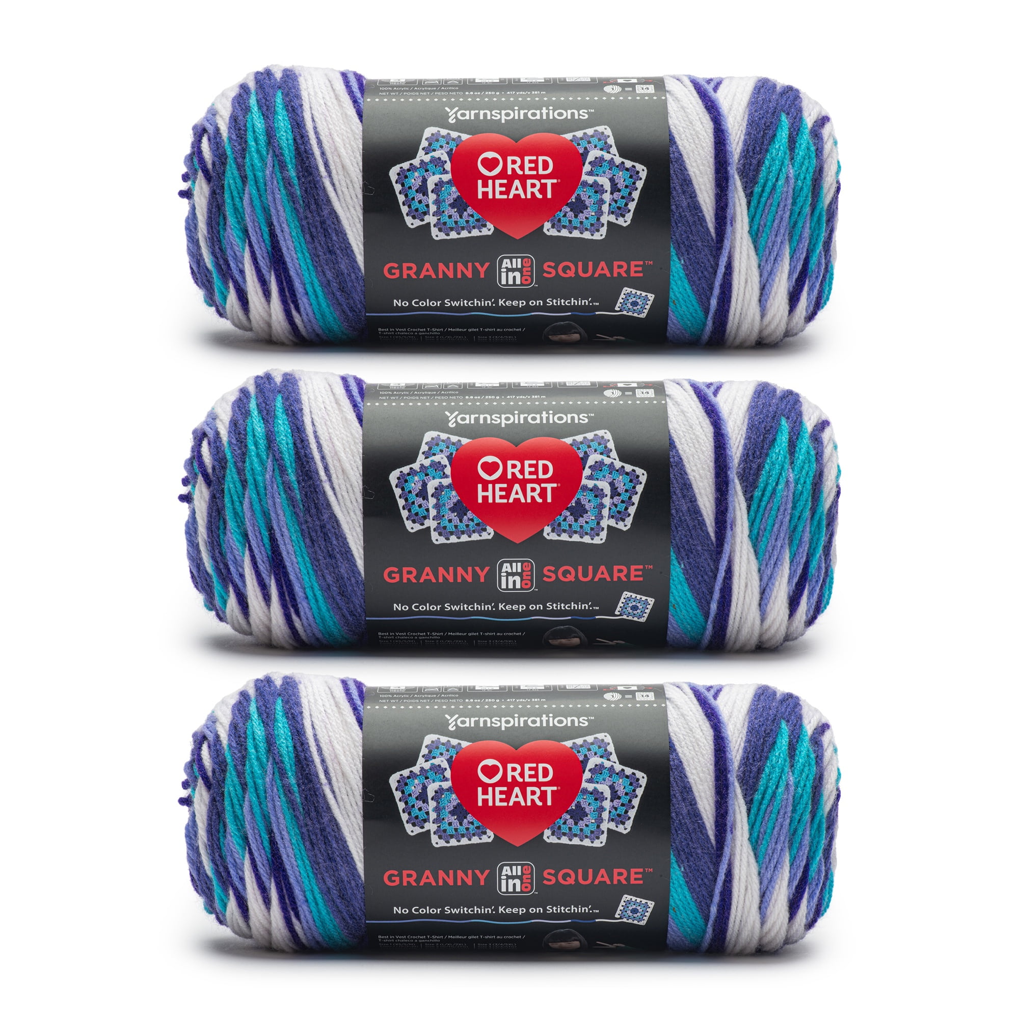 Red Heart® Granny Square™ #4 Med Acrylic Yarn, Wht-amethyst 250g 417yd ...
