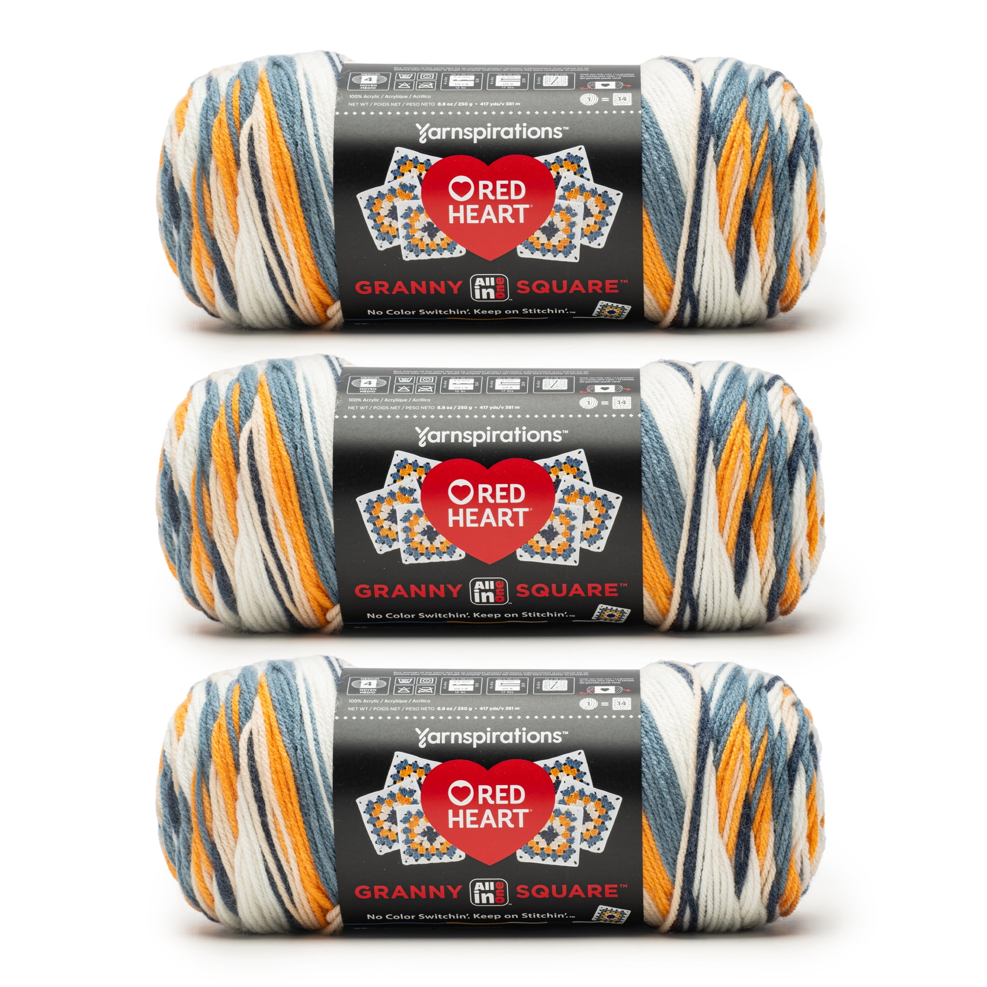 Red Heart® Granny Square™ #4 Med Acrylic Yarn, Wht-peachy keen 250g ...