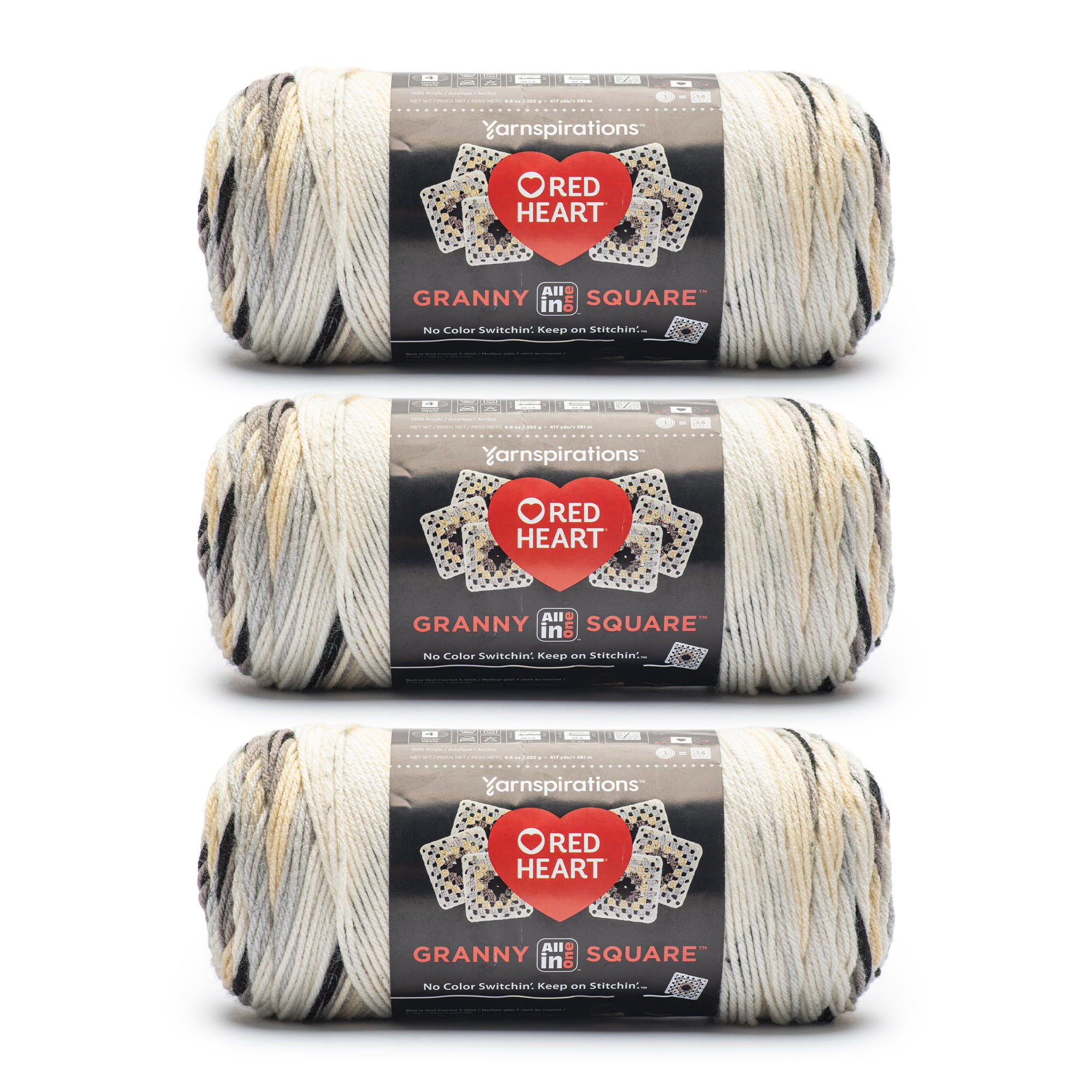 Red Heart® Granny Square™ #4 Med Acrylic Yarn, Wht-shadow 250g 417yd ...