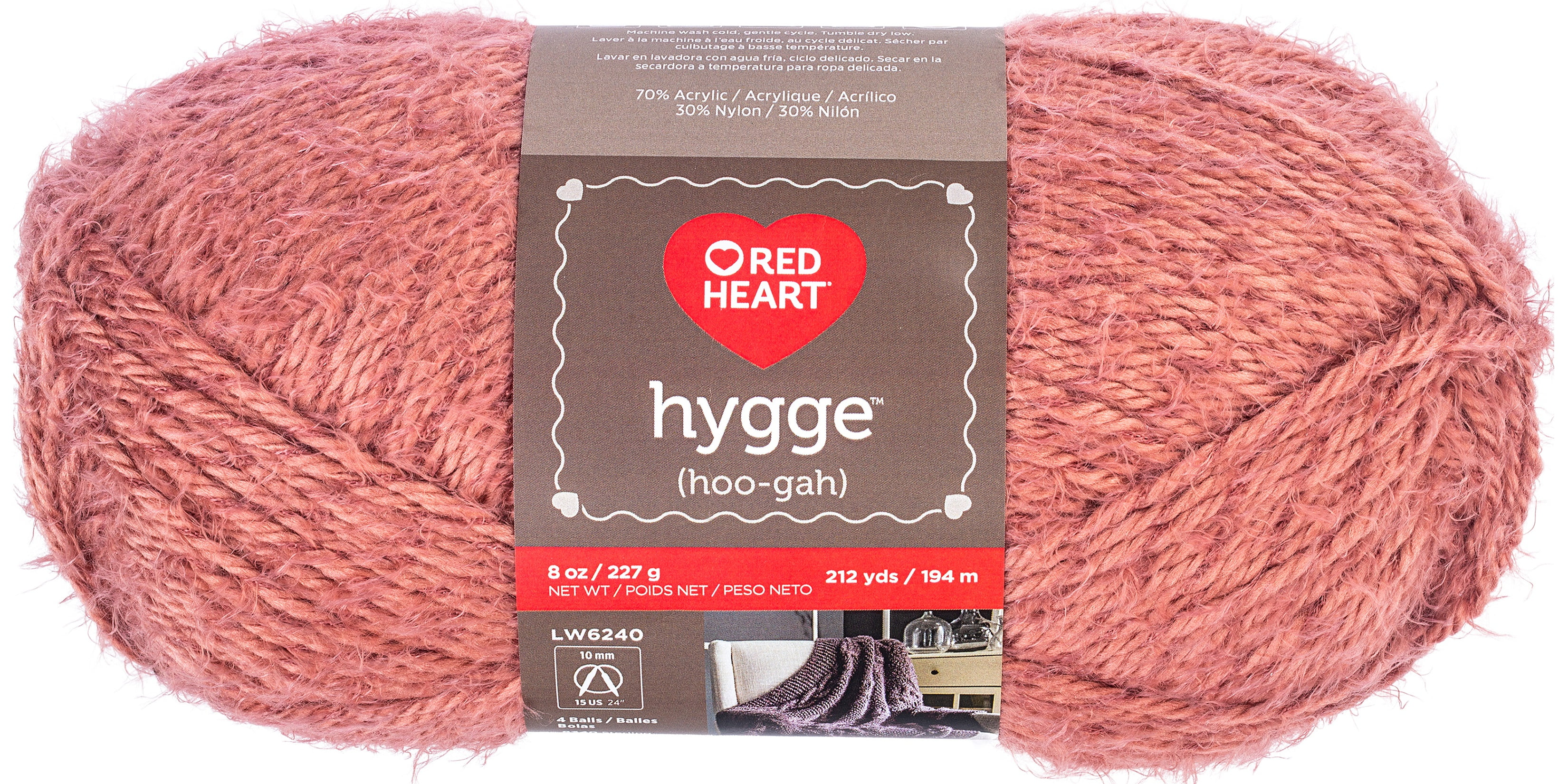 Red Heart Hygge Rust Yarn - 3 Pack of 227g/8oz - Acrylic Nylon Blend ...