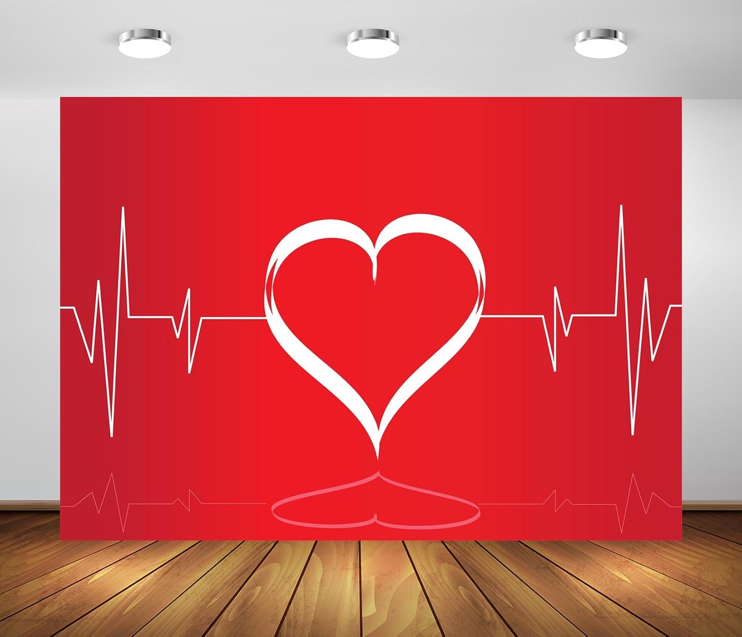 Red Heart Love Backdrop Heartbeat Line Valentines Day Background ...