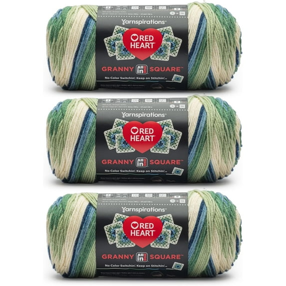 Red Heart All in One Granny Square Aran - Lily PAD Yarn - 3 Pack of ...