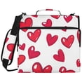 Red Heart Pattern 3 Ring Binder Bag Zipper Binder Organizer with 14 ...