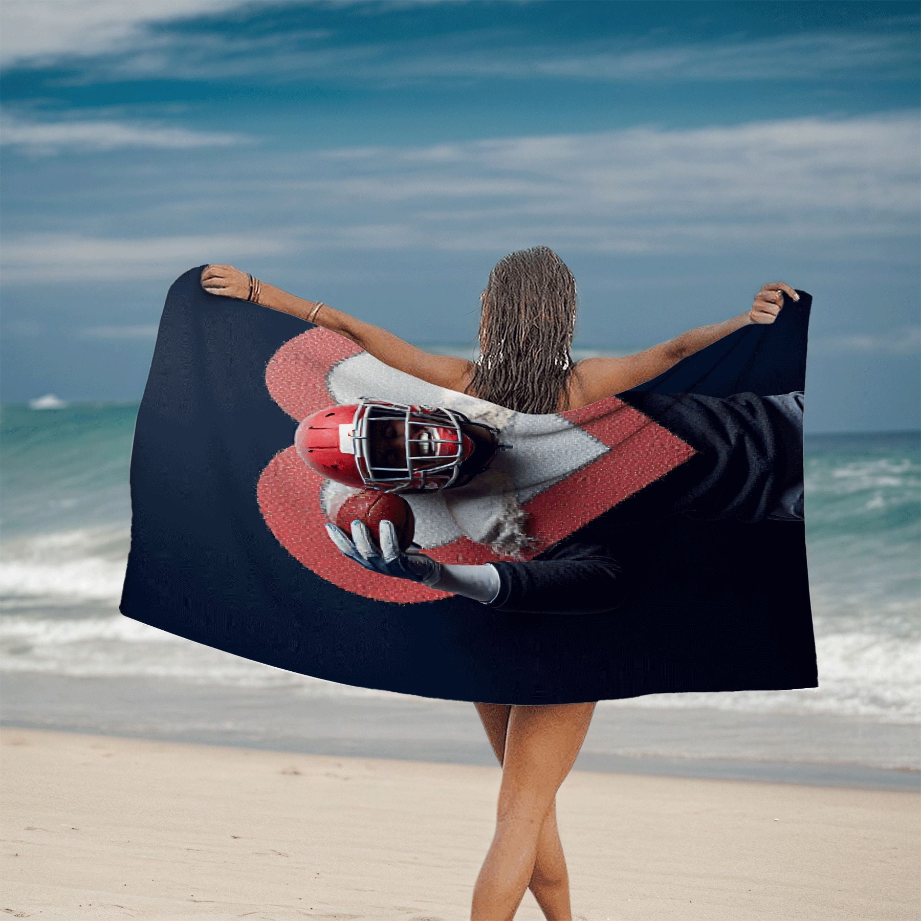 Red Heart Pattern Beach Towel - Soft Absorbent Pool Towel for Travel ...