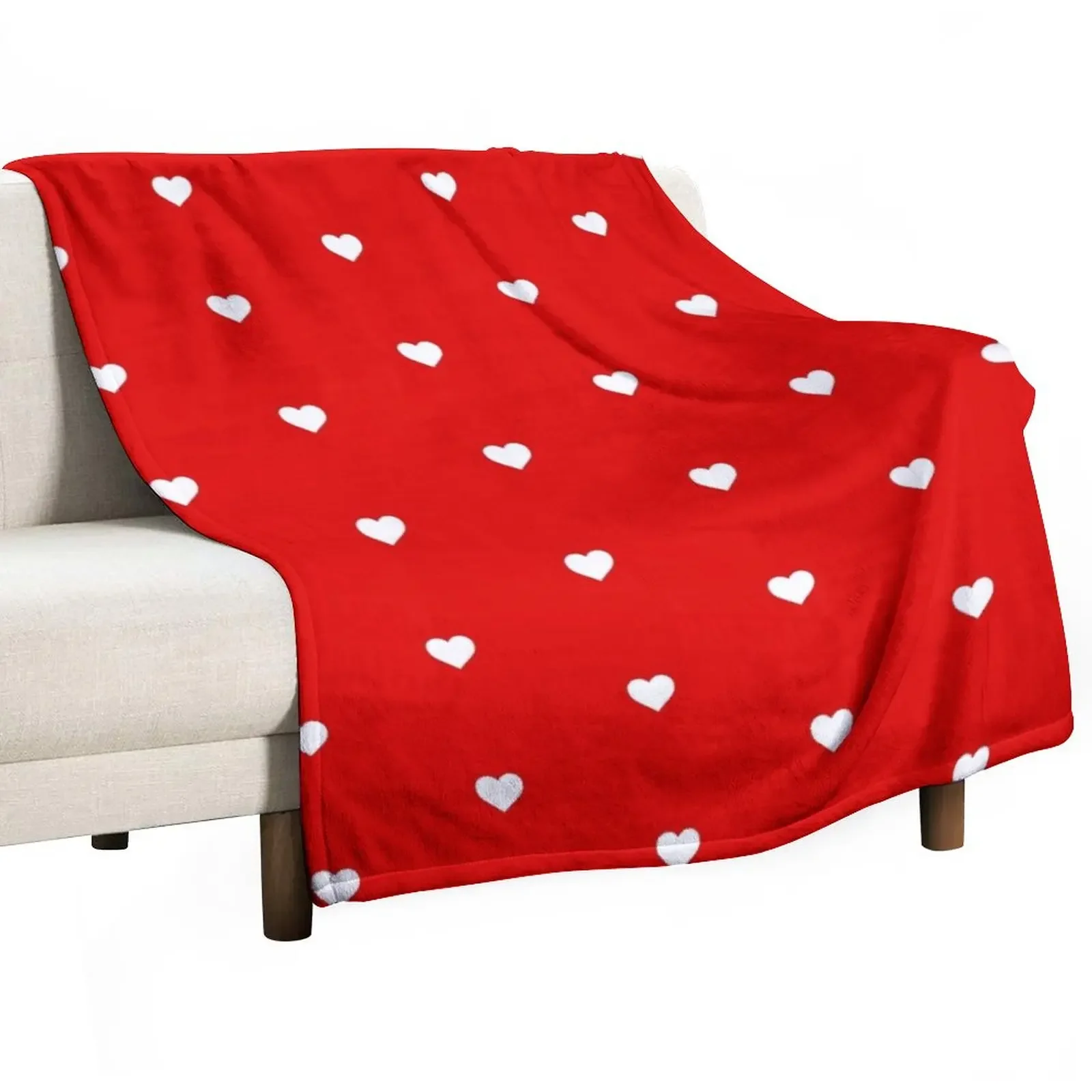 Red Heart Pattern Throw Blanket Plaid on the sofa for winter Sofa Quilt ...