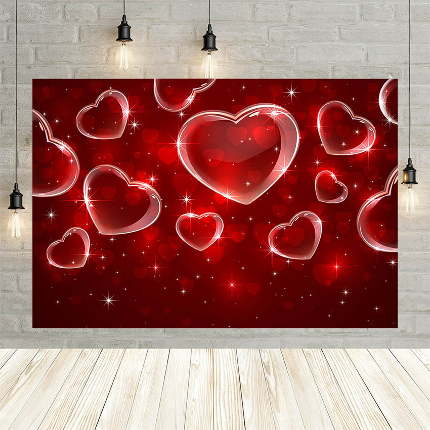 Red Heart Photography Backdrop Early 2000s Bokeh Star Fashion Women ...
