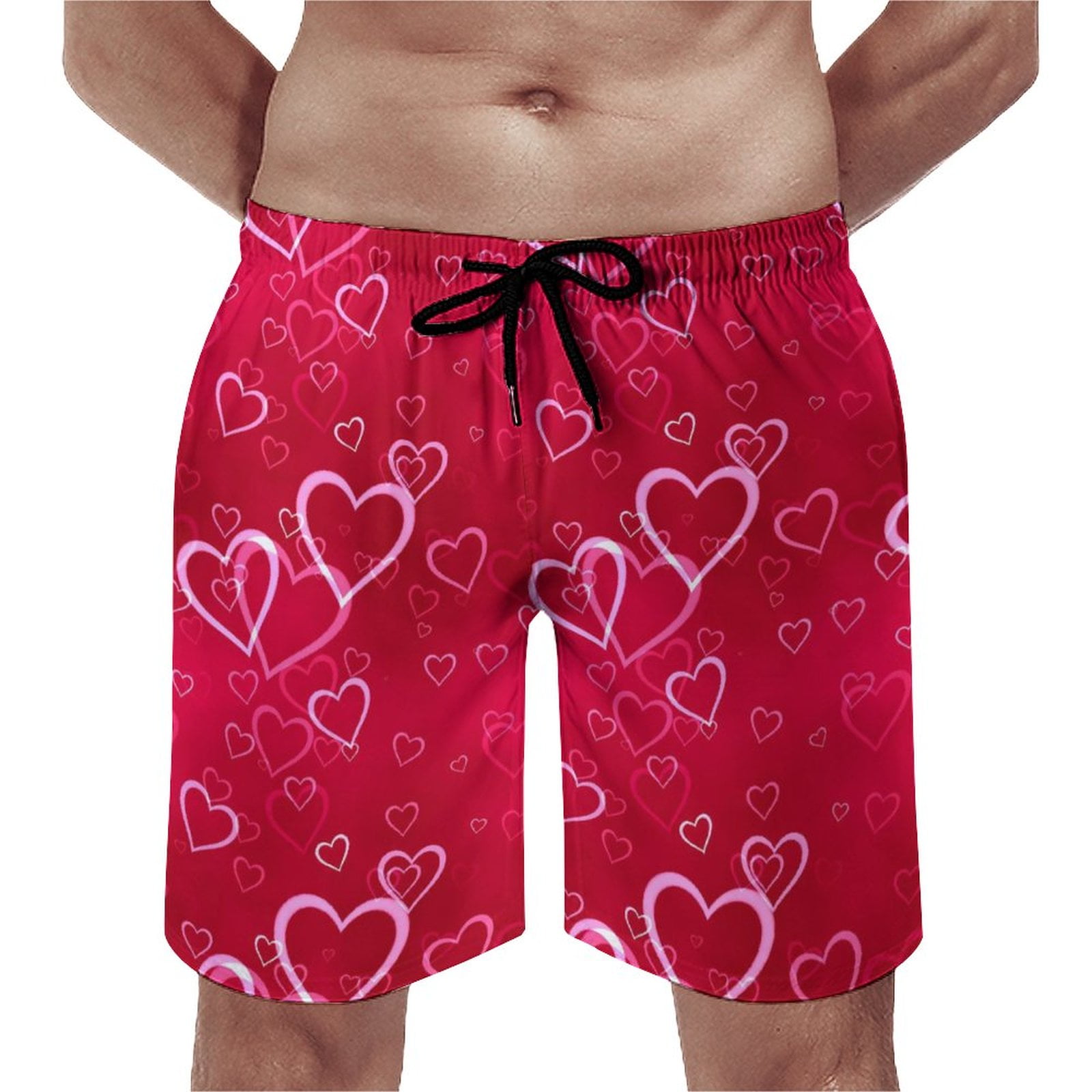Red Heart Print Board Shorts Leisure Male Board Short My Valentine Plus ...