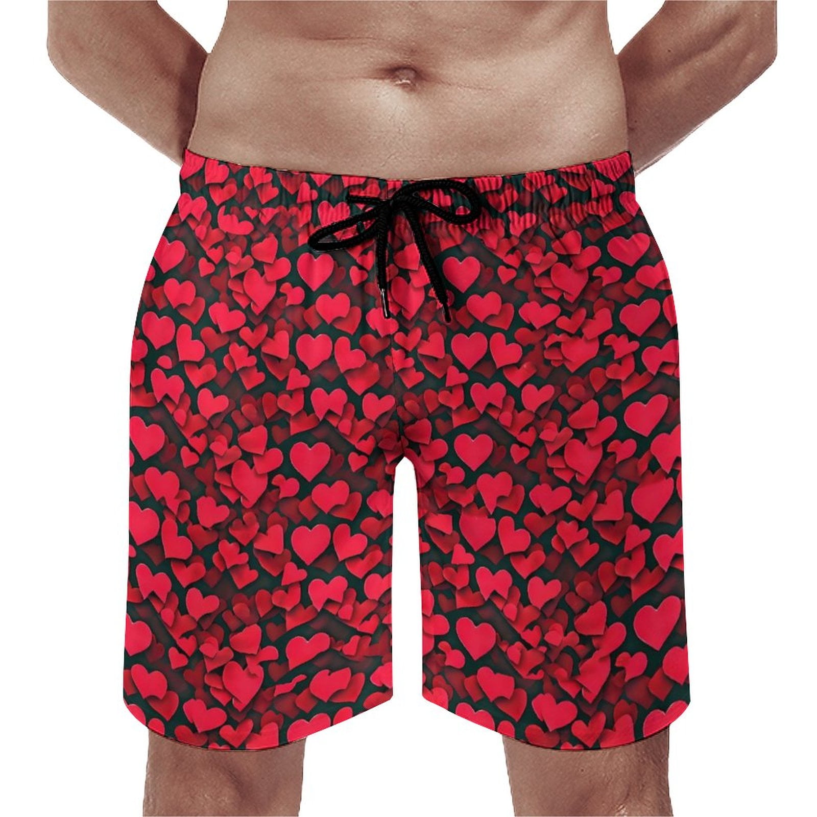 Red Heart Print Board Shorts Leisure Male Board Short My Valentine Plus ...