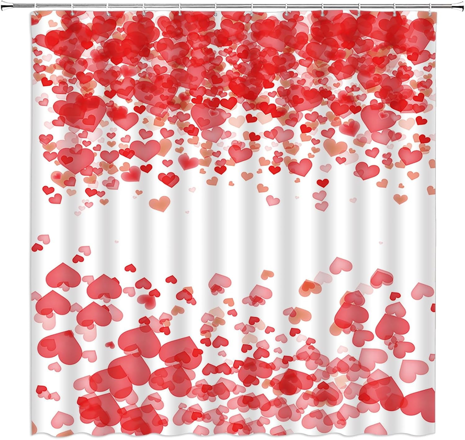 Red Heart RV Shower Curtain Valentine''s Day Heart Falling Romance Love ...