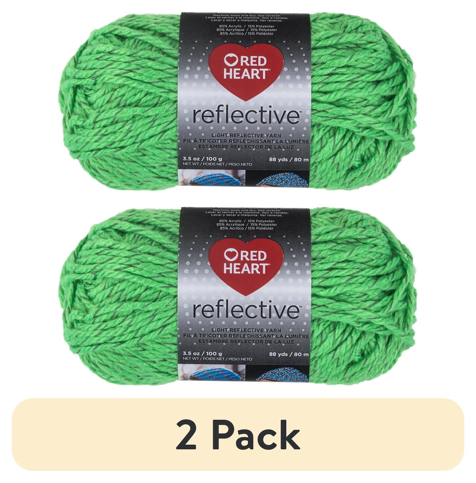 (2 pack) Red Heart Reflective Yarn, Neon Green, 3.5oz(100g), Bulky ...