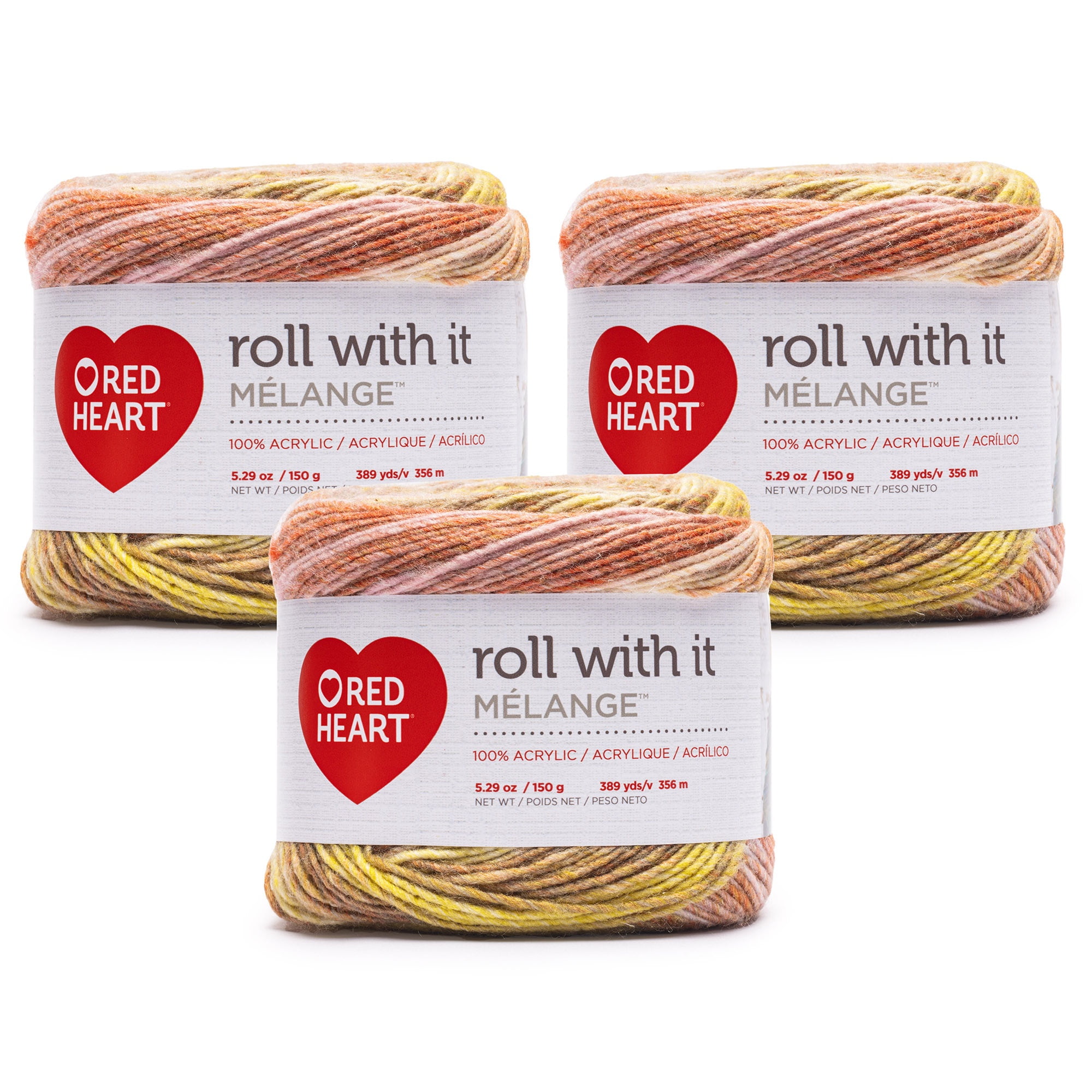 Red Heart® Roll With It Melange™ #4 Worsted (Medium) Acrylic Yarn ...