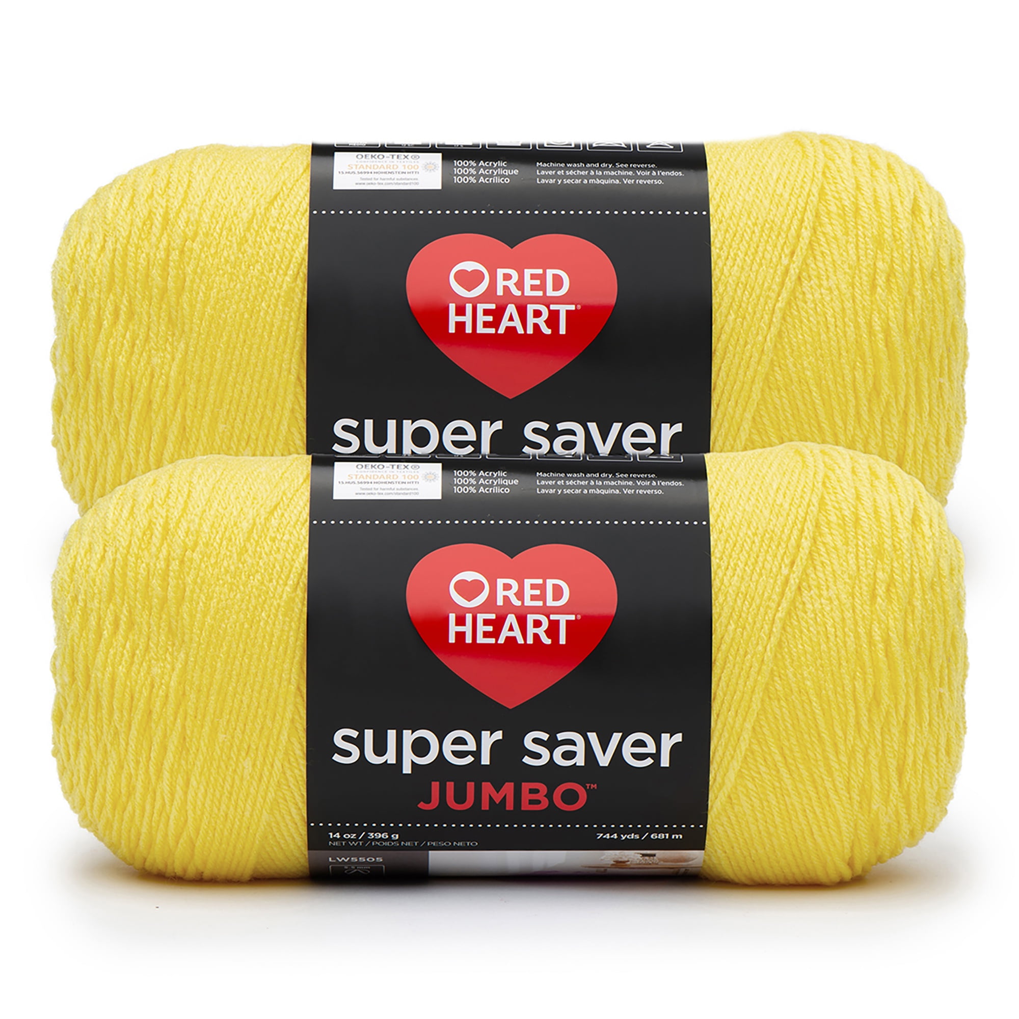 Red Heart® Super Saver Jumbo™ #4 Worsted Acrylic Yarn, Brightyellow ...
