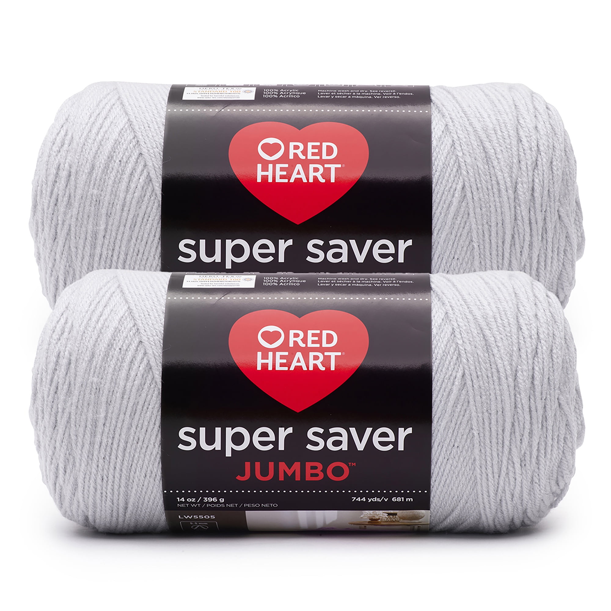 Red Heart® Super Saver Jumbo™ #4 Worsted Acrylic Yarn, Lightgrey 14oz ...