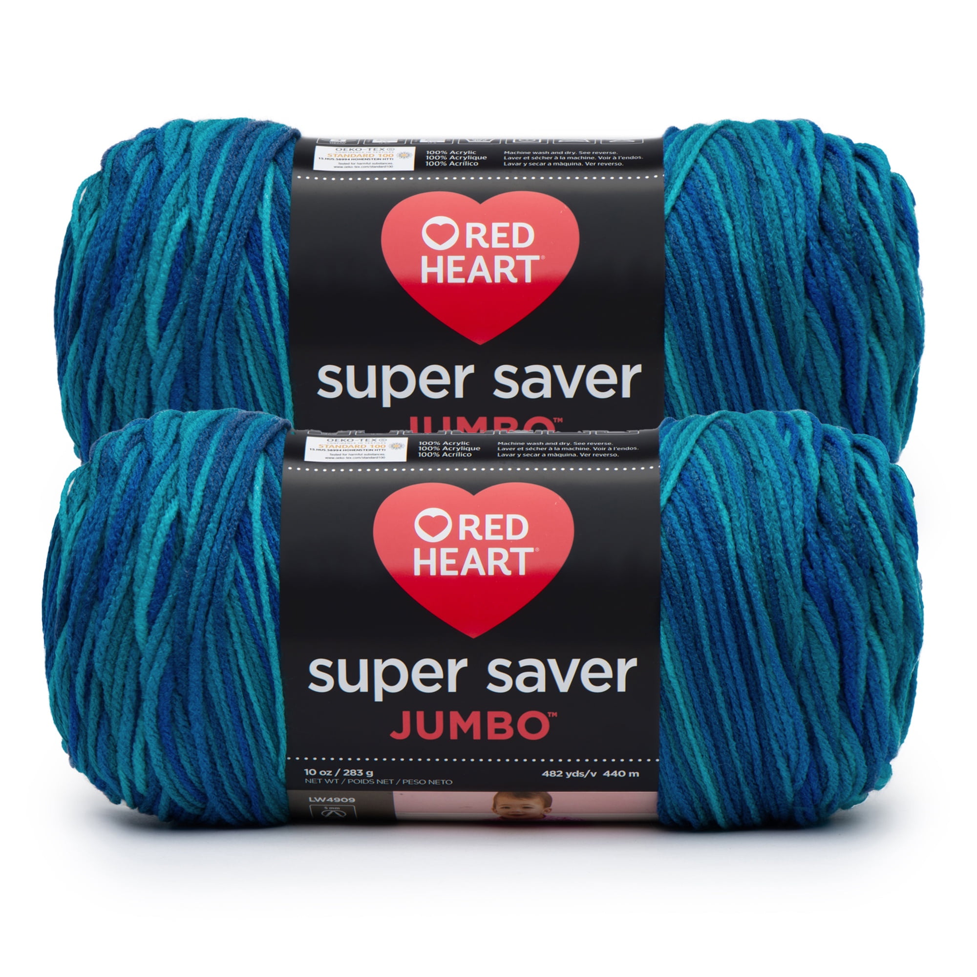 Red Heart® Super Saver Jumbo™ #4 Worsted Acrylic Yarn, Macaw 10oz/283g ...
