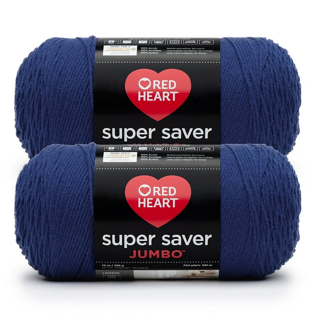 Red Heart® SS JUMBO #4 Worsted Acrylic Yarn, Royal 14oz/396g 744 Yards ...