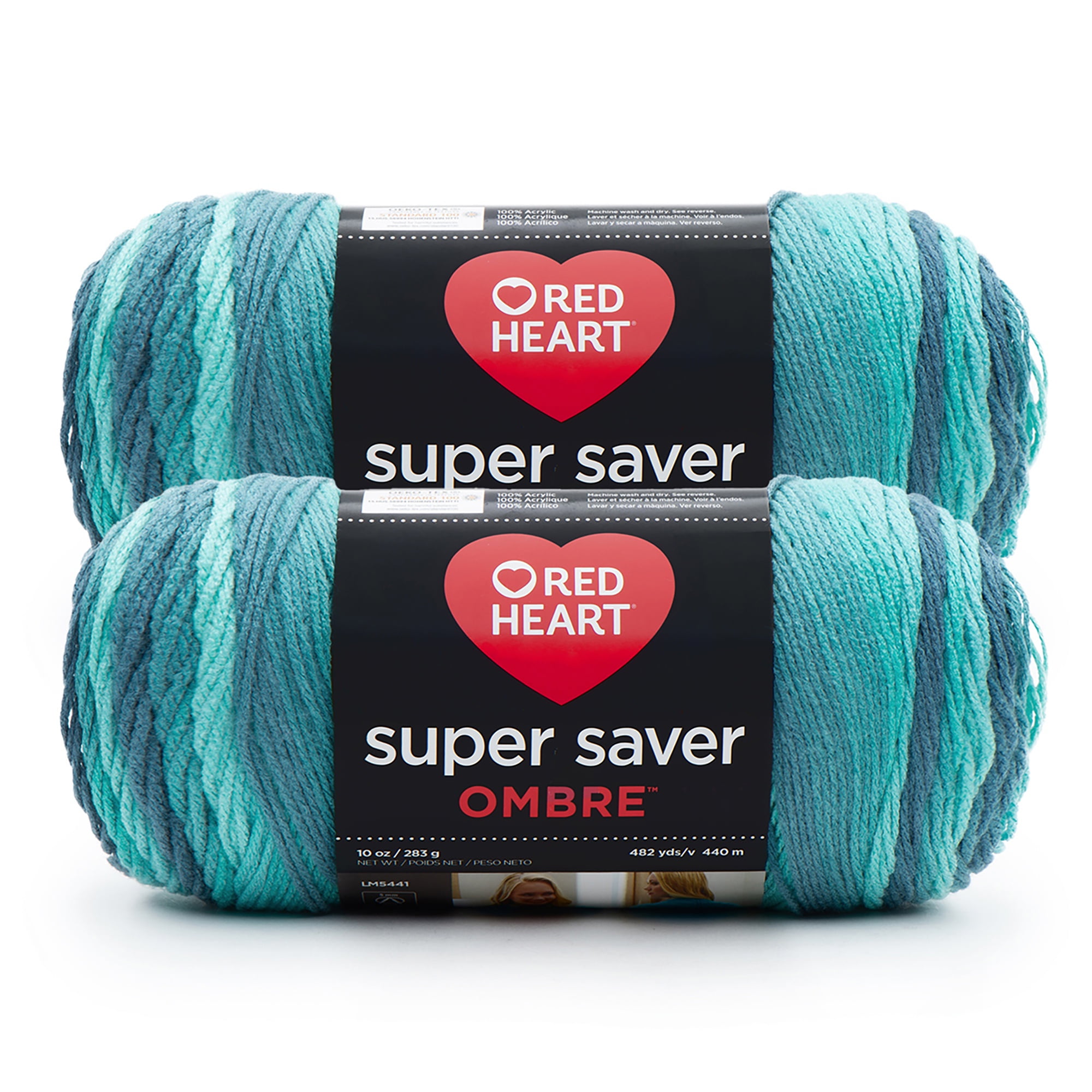 Red Heart® Super Saver Ombre™ #4 Worsted Acrylic Yarn, Bluetiful 10oz ...