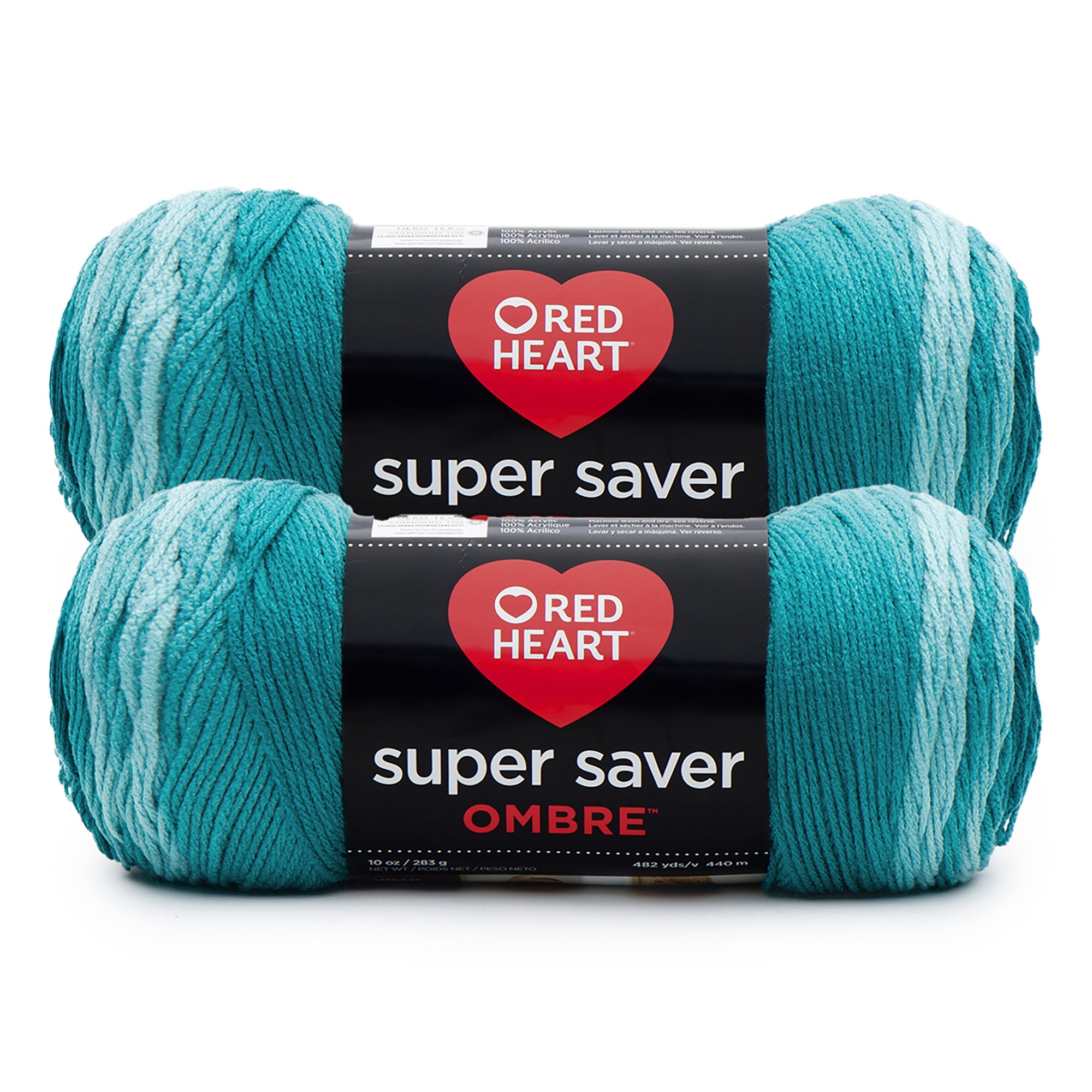 Red Heart® Super Saver Ombre™ #4 Worsted Acrylic Yarn, Deep teal 10oz ...