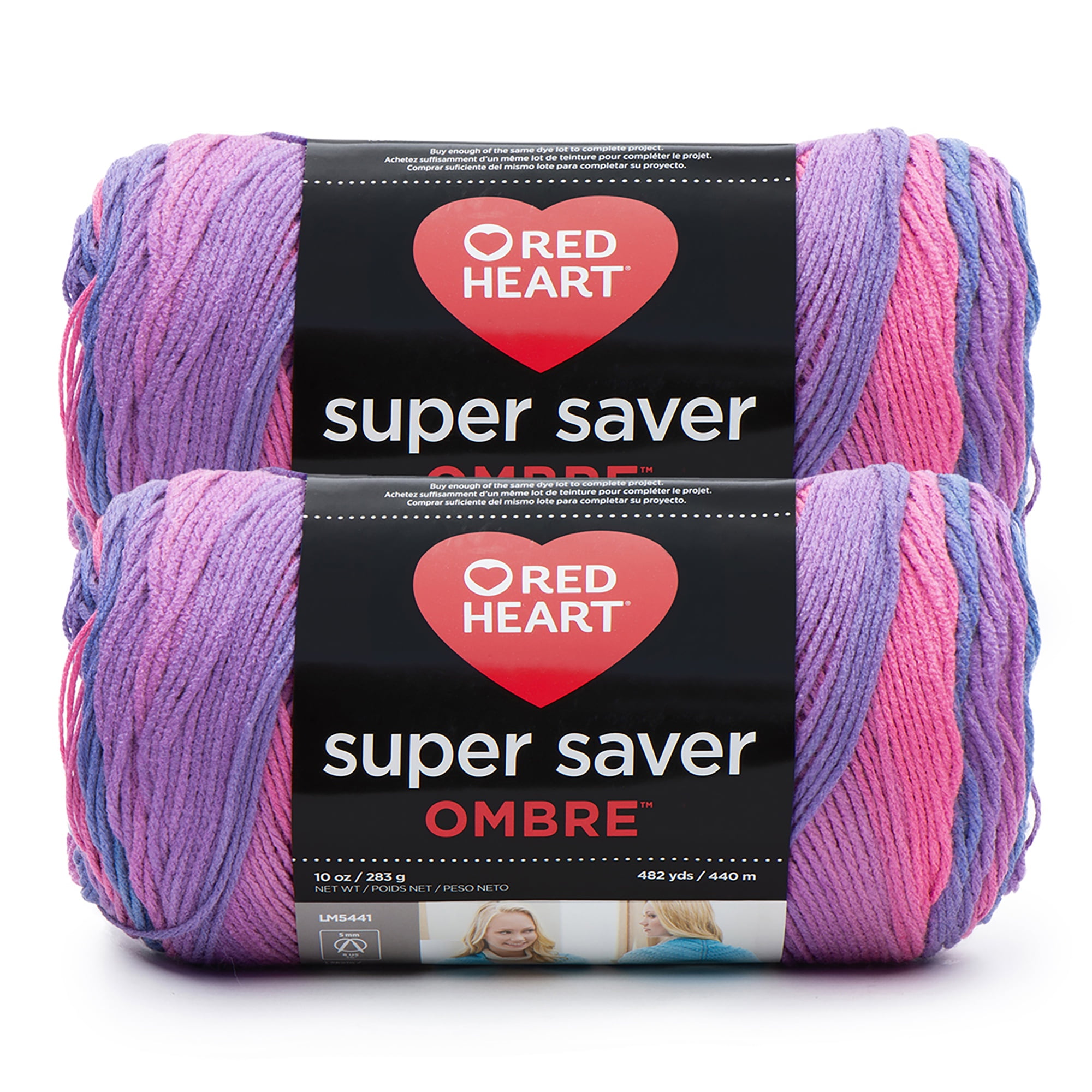 Red Heart® Super Saver Ombre™ #4 Worsted Acrylic Yarn, Sweettreat 10oz ...
