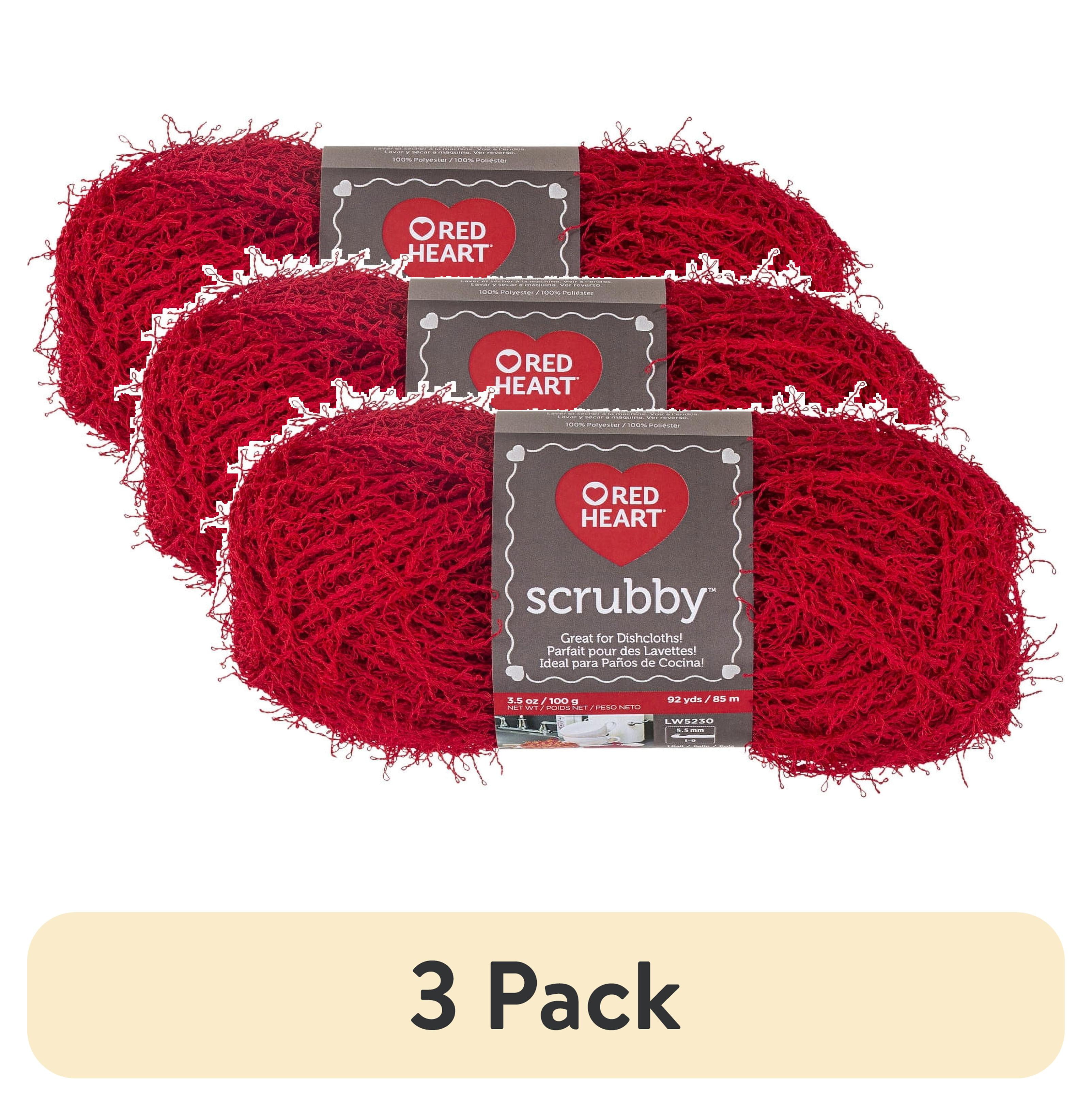 (3 pack) Red Heart Scrubby 4 Medium Polyester Yarn, Cherry 3.5oz/100g ...