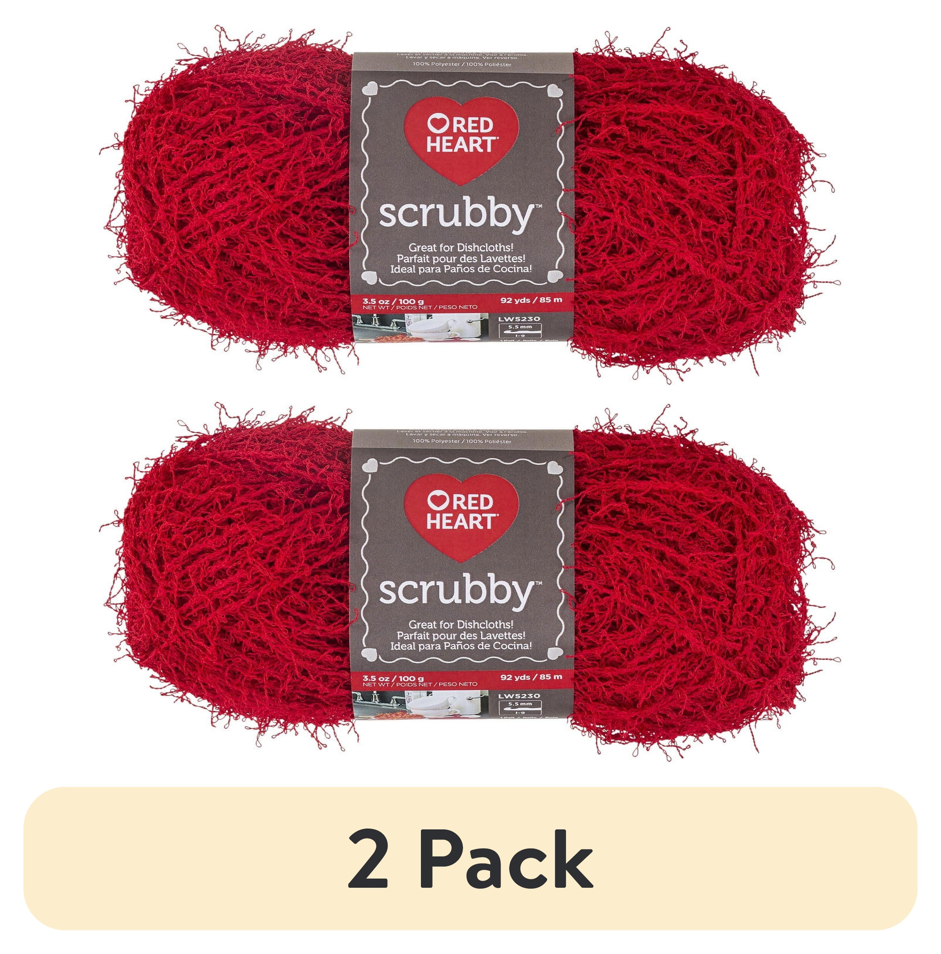 (2 pack) Red Heart Scrubby 4 Medium Polyester Yarn, Cherry 3.5oz/100g ...