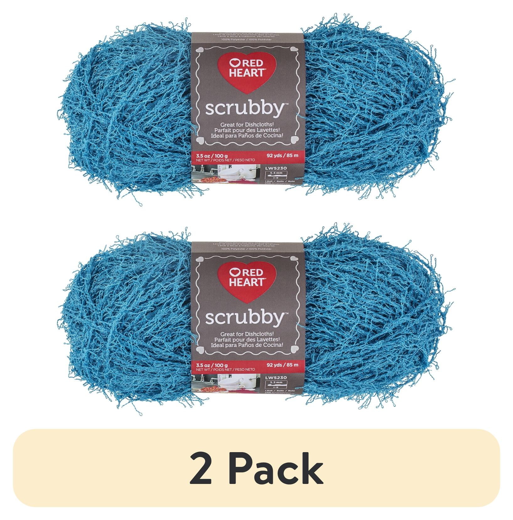 (2 pack) Red Heart Scrubby 4 Medium Polyester Yarn, Ocean 3.5oz/100g ...