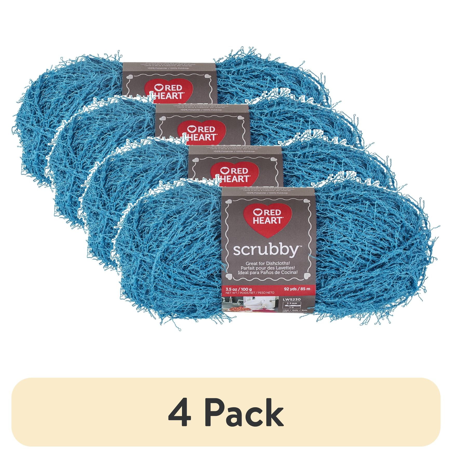 (4 pack) Red Heart Scrubby 4 Medium Polyester Yarn, Ocean 3.5oz/100g ...