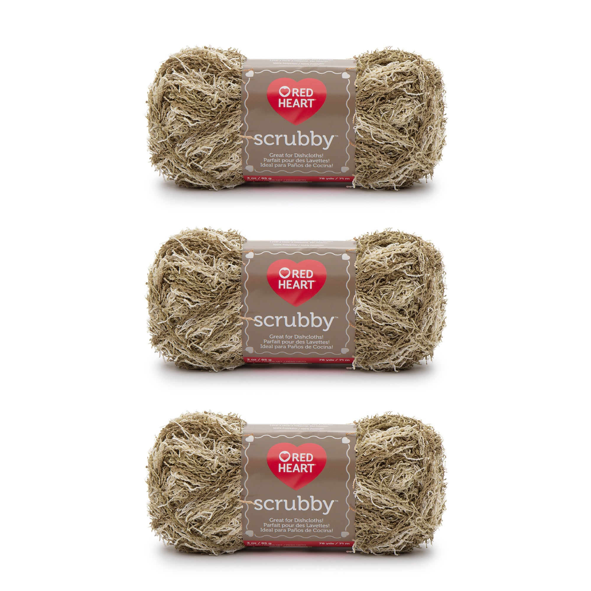 Red Heart Scrubby Almond Yarn - 3 Pack of 85g/3oz - Polyester - 4 ...