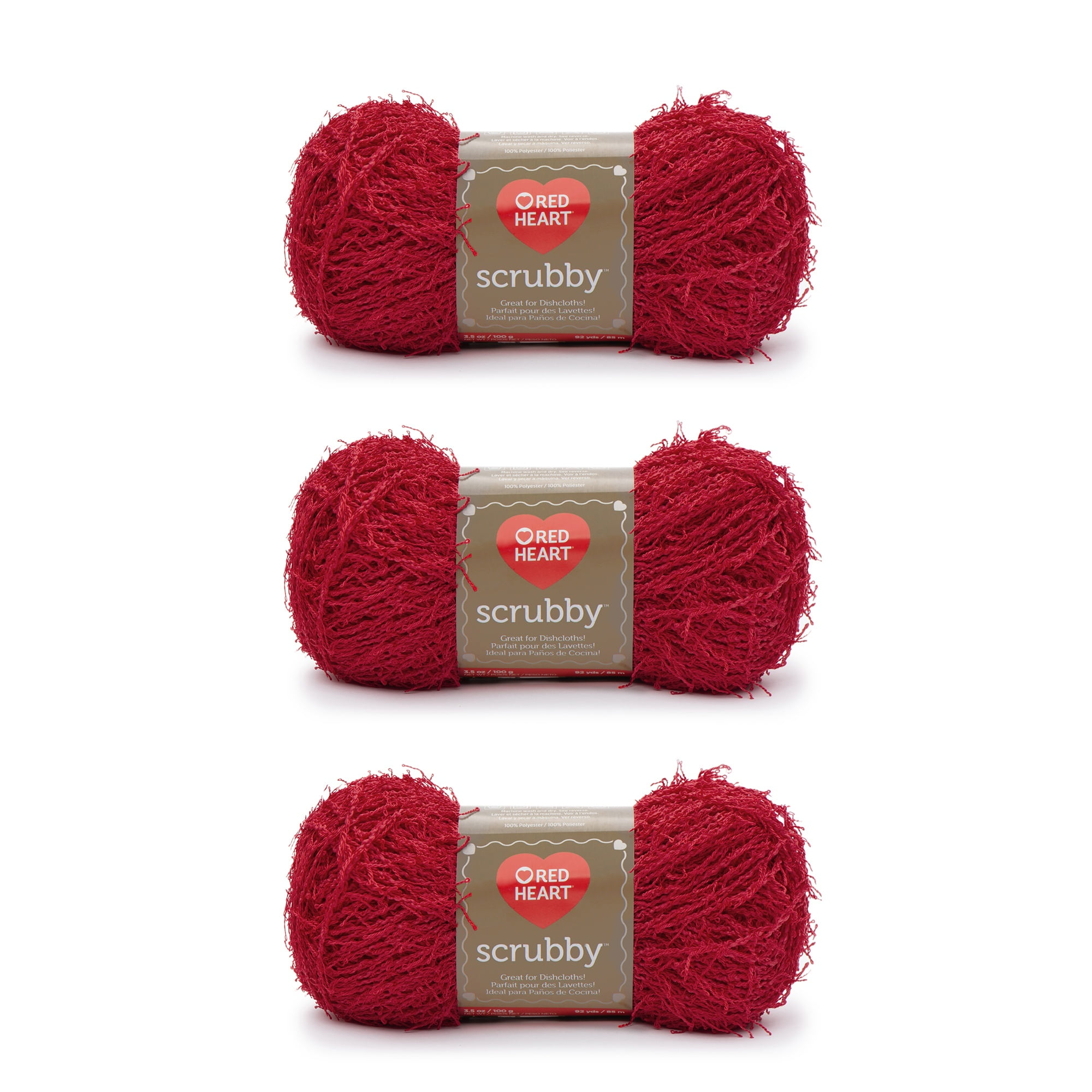 Red Heart Scrubby Cherry Yarn - 3 Pack of 100g/3.5oz - Polyester - 4 ...