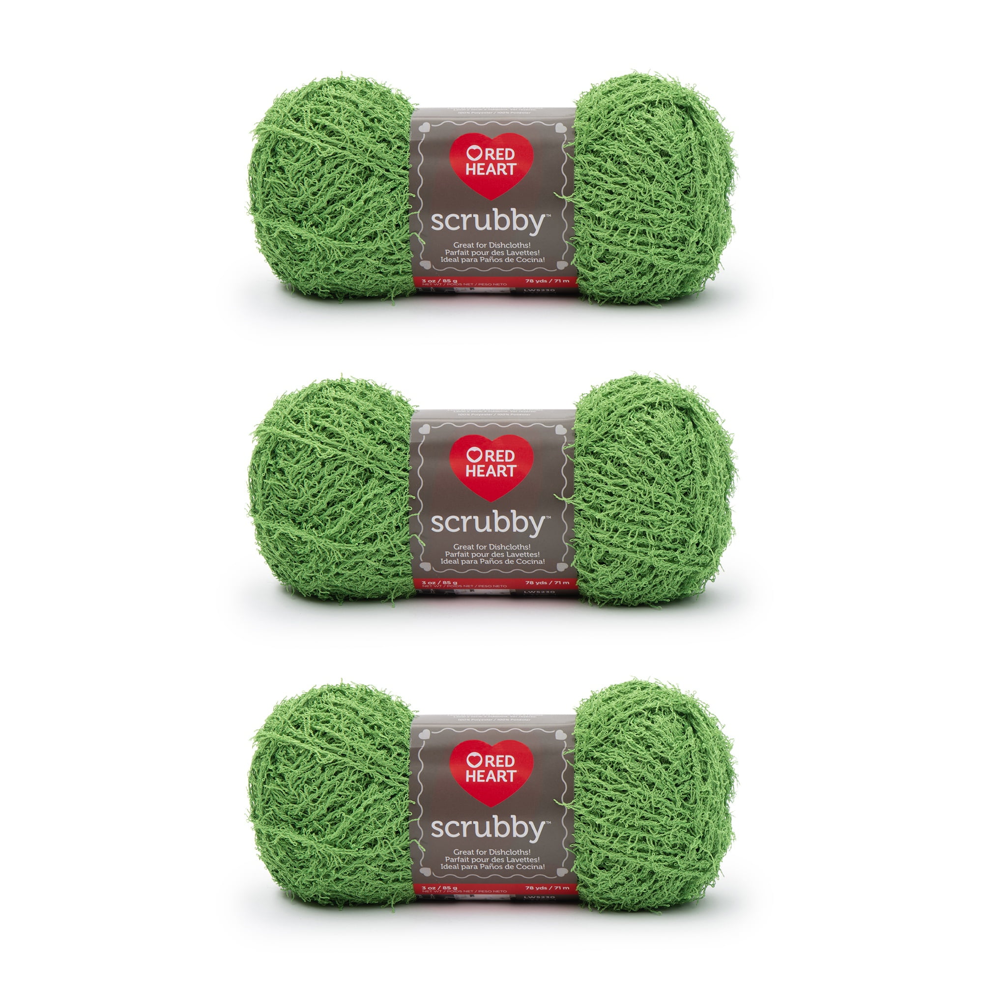 Red Heart Scrubby Lime Yarn - 3 Pack, 100g/3.5oz, Polyester, Weight ...