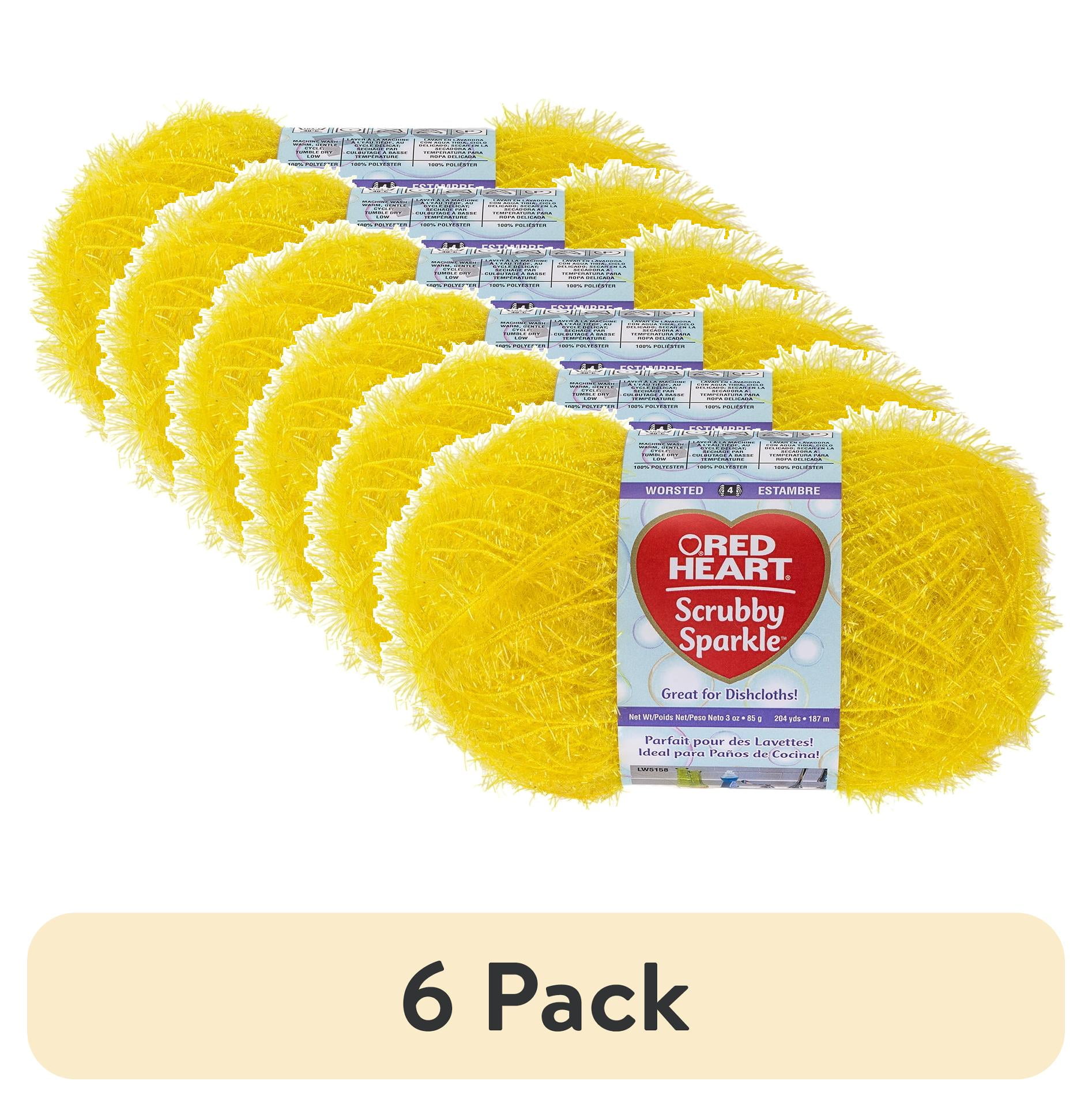 (6 pack) Red Heart Scrubby Sparkle Medium 100% Polyester Lemon Yarn ...