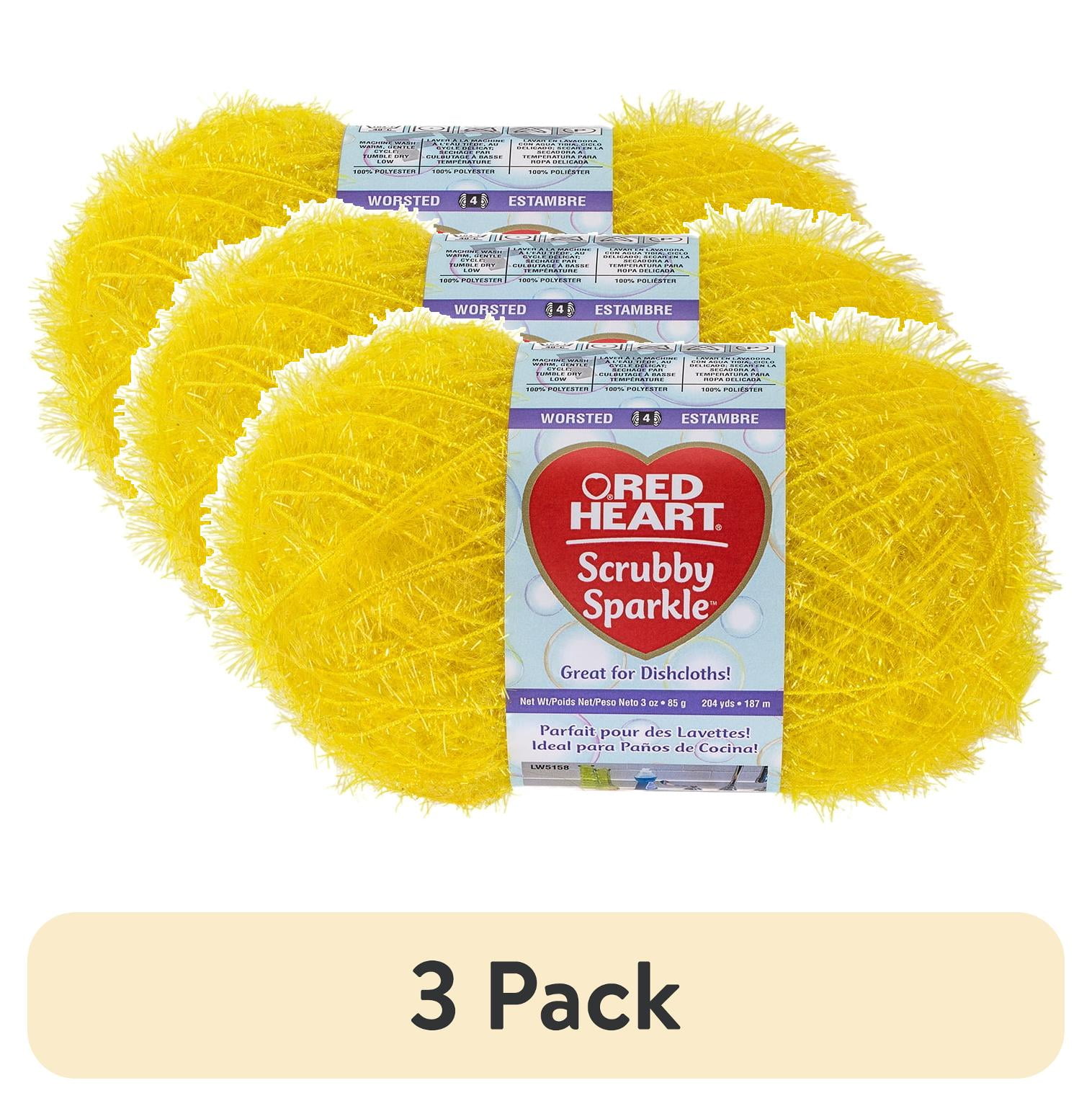 (3 pack) Red Heart Scrubby Sparkle Medium 100% Polyester Lemon Yarn ...