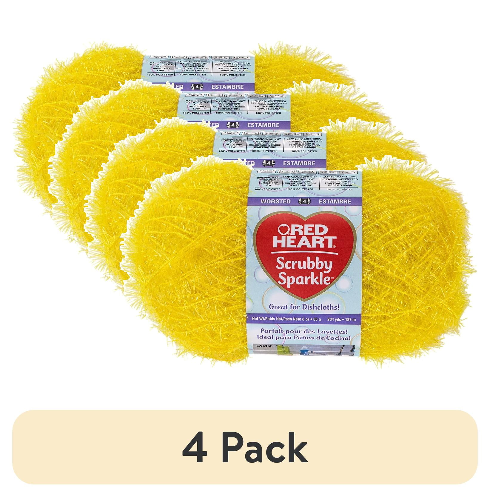 (4 pack) Red Heart Scrubby Sparkle Medium 100% Polyester Lemon Yarn ...