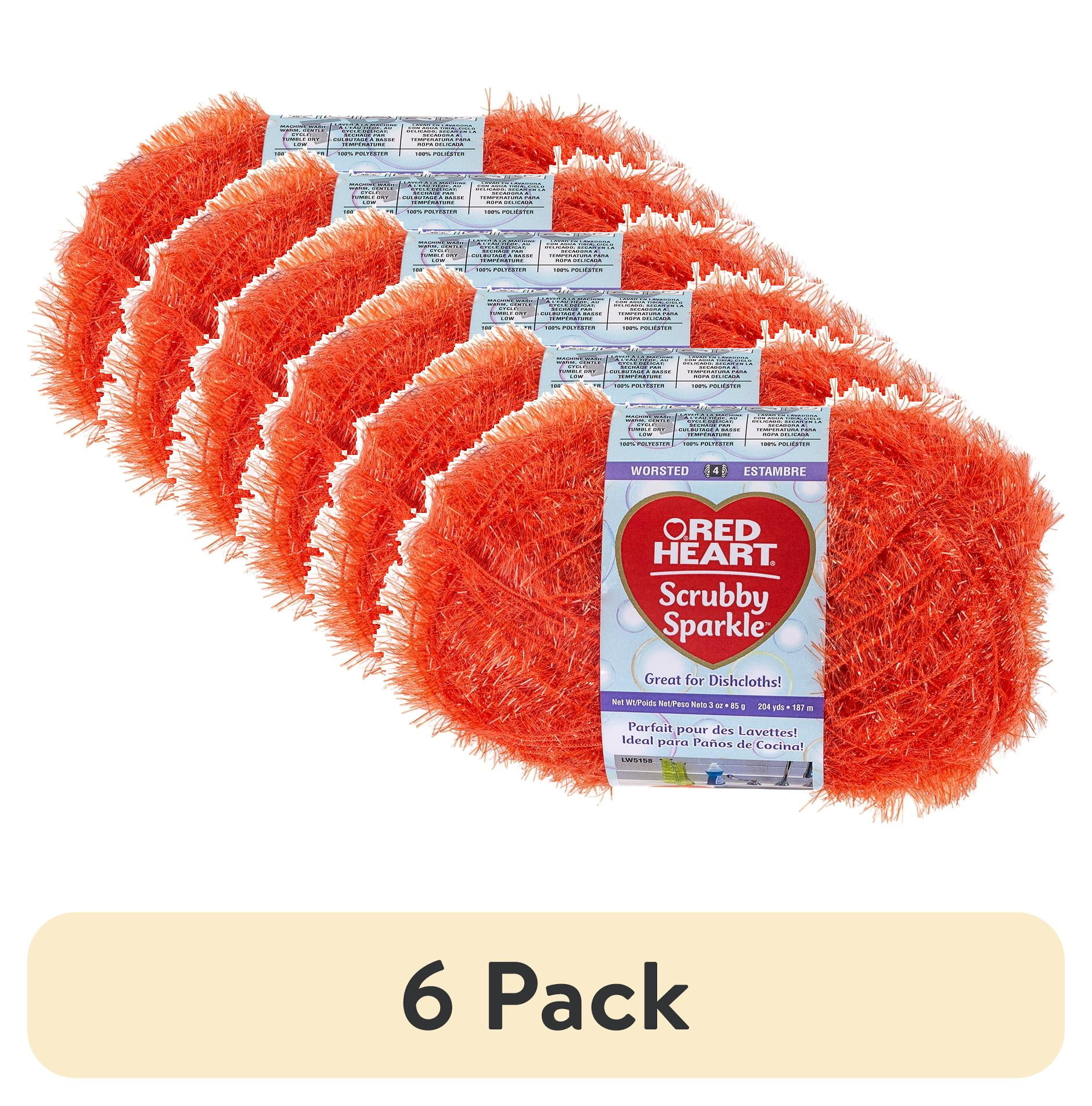 (6 pack) Red Heart Scrubby Sparkle Yarn-Orange - Walmart.com