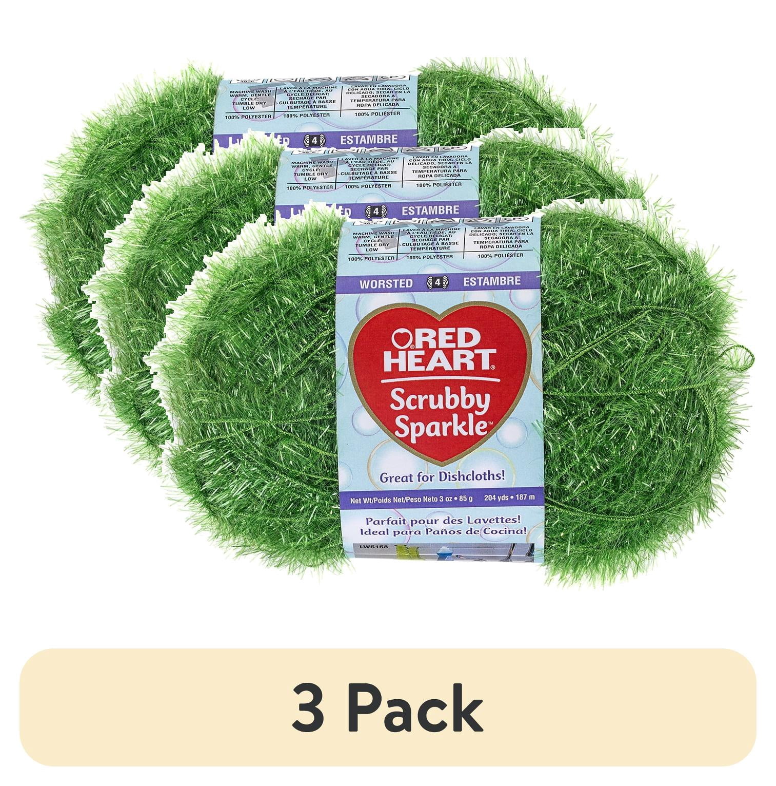 (3 pack) Red Heart Scrubby Sparkle Yarn-Avocado - Walmart.com