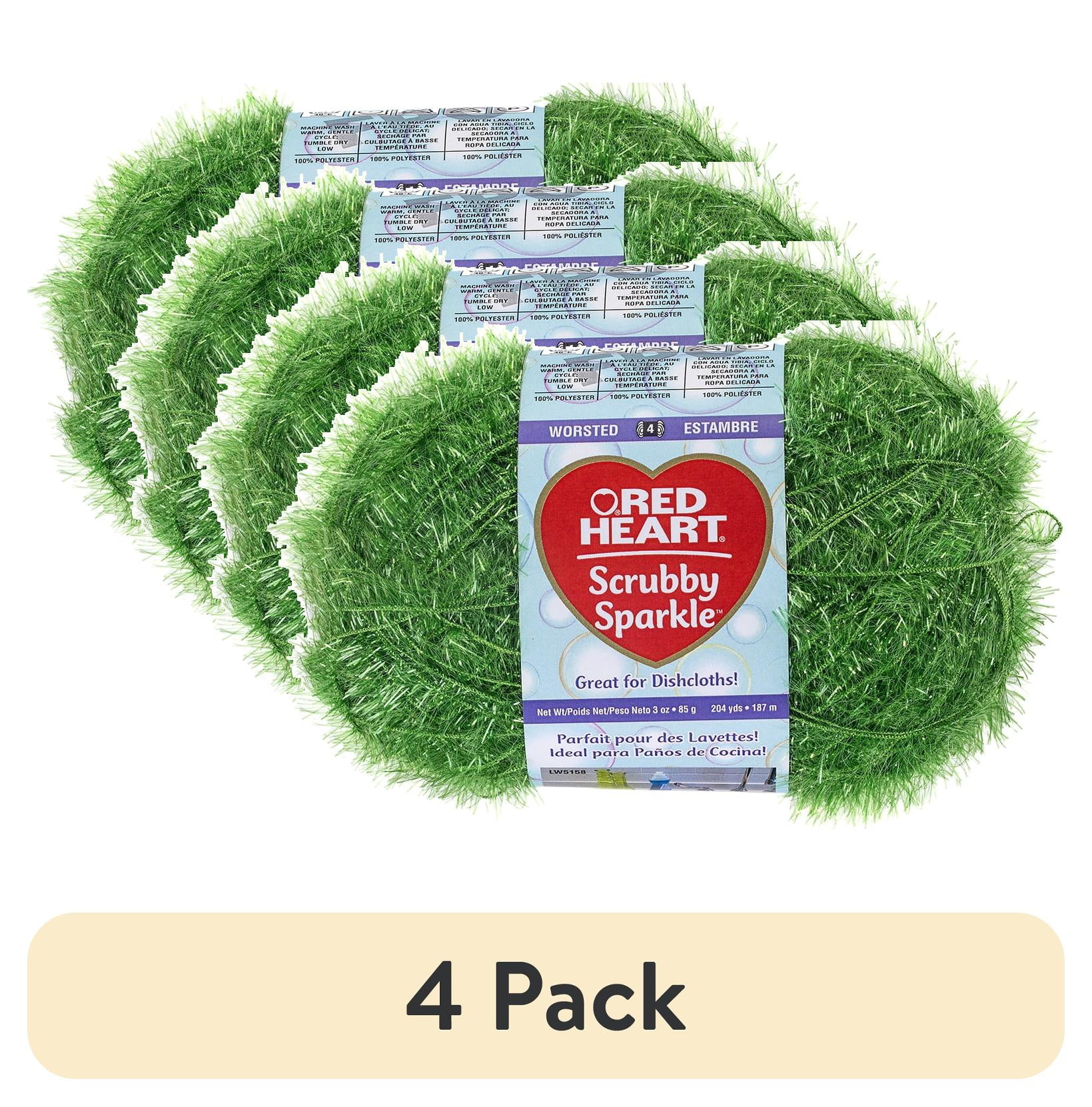 (4 pack) Red Heart Scrubby Sparkle Yarn-Avocado - Walmart.com