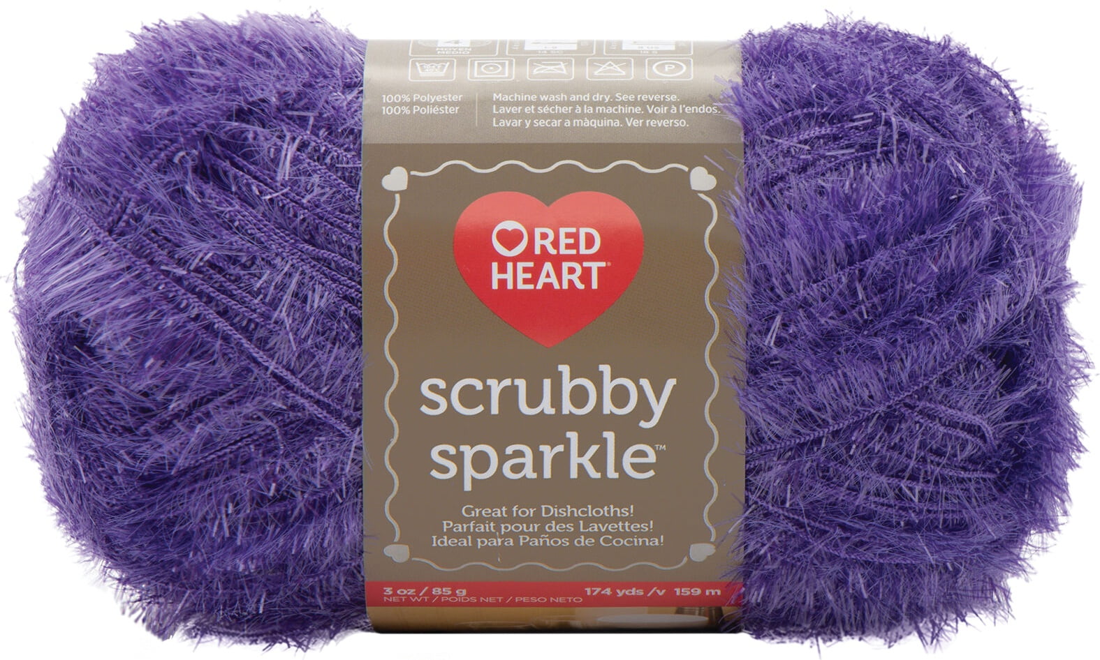 Red Heart Scrubby Sparkle Yarn Grape 1 Pack of 3 Skein - Walmart.com
