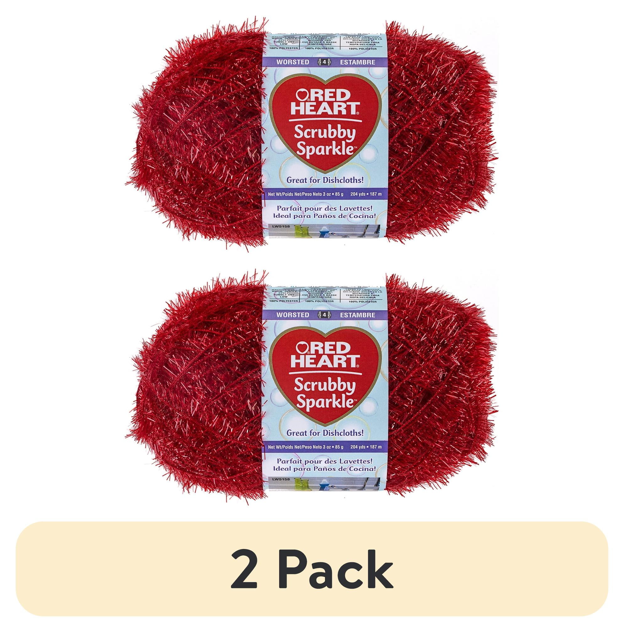 (2 pack) Red Heart Scrubby Sparkle Yarn-Strawberry - Walmart.com